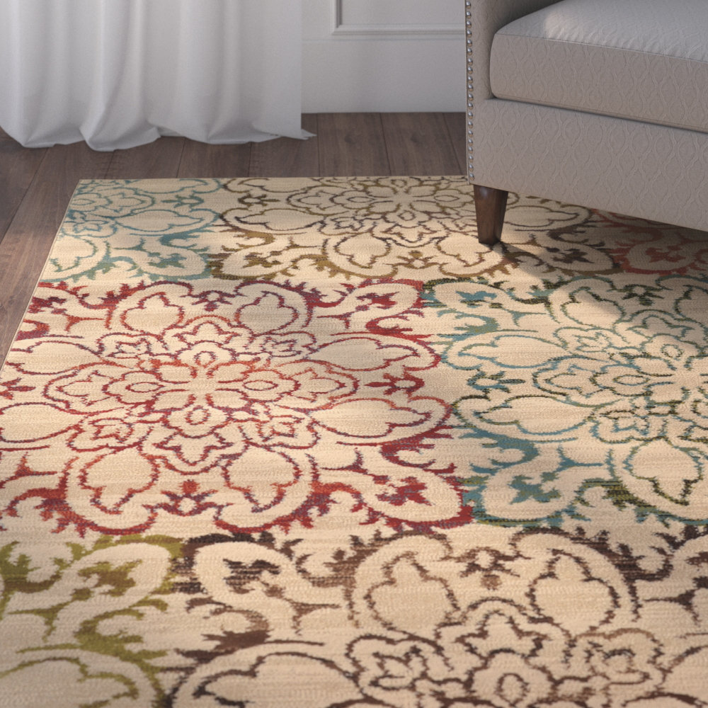 Winston Porter Cavanagh Floral Ivory/Cream Area Rug & Reviews | Wayfair