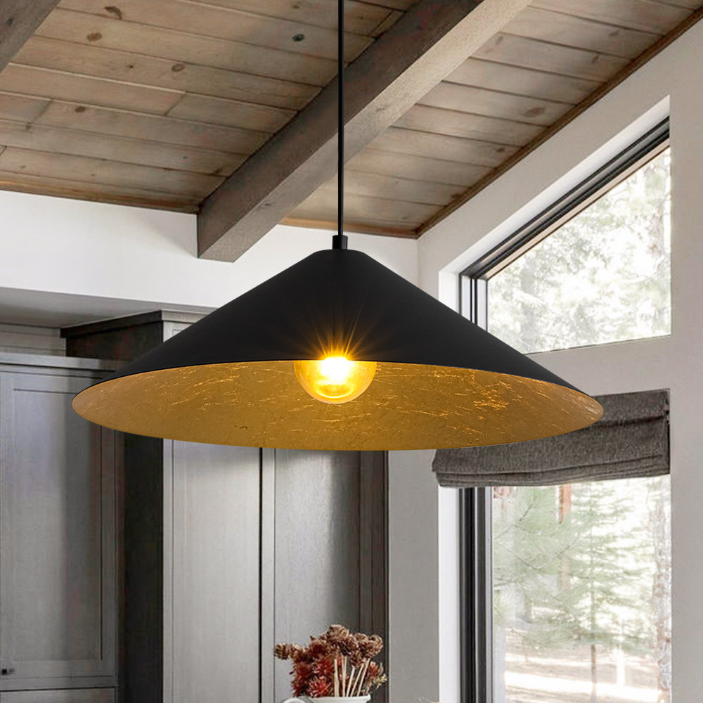 17 Stories Industrial 1 - Light Oversized Large Metal Cone Pendant ...