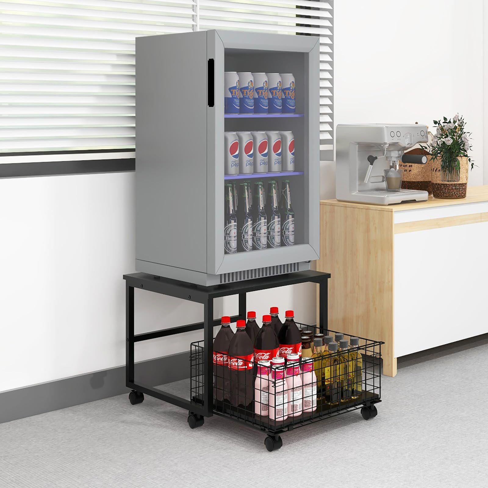Hokku Designs Mobile Mini Fridge Stand With Large Capacity Storage ...