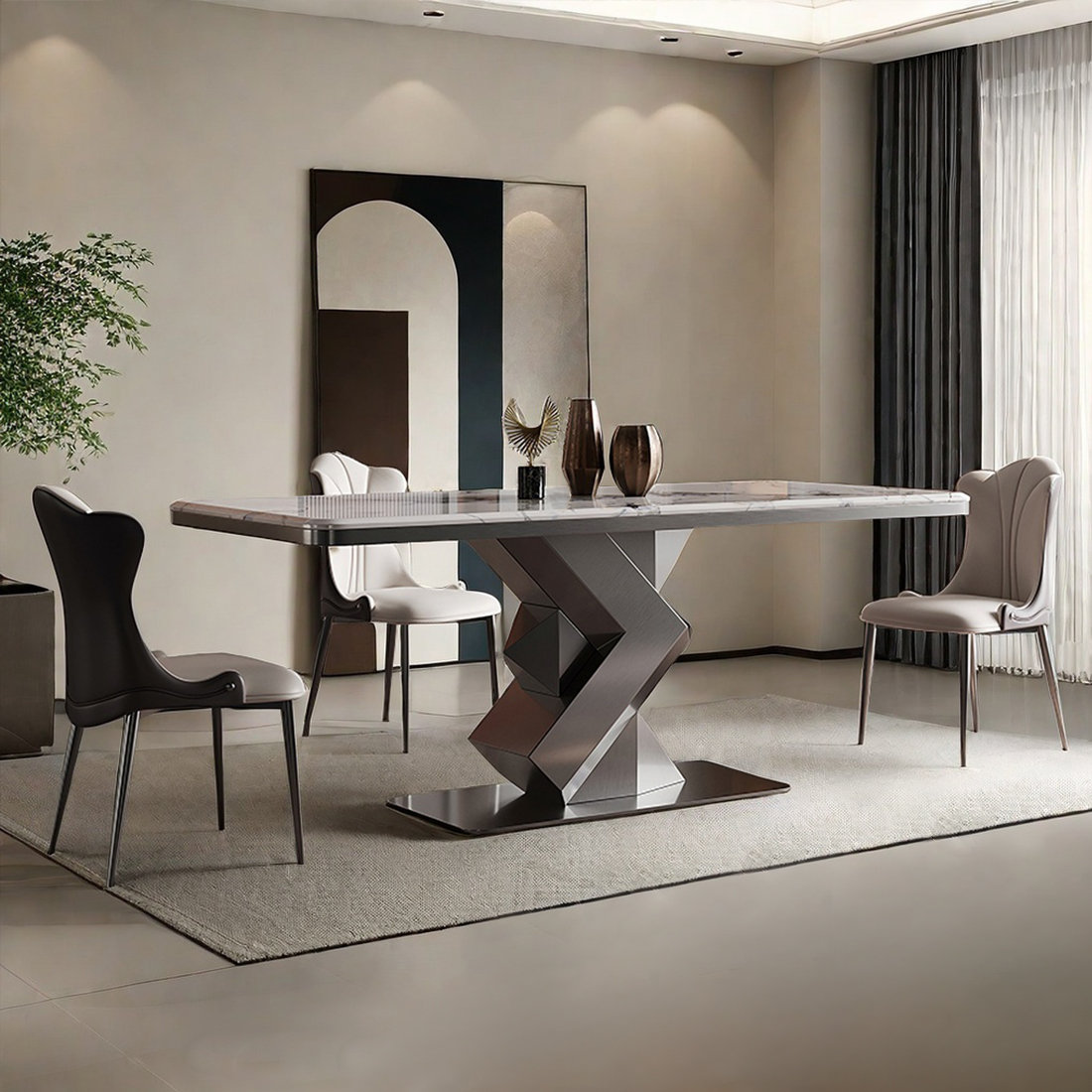 ALLNICEDT Simple Metal Microlite Rectangular Dining Tables | Wayfair