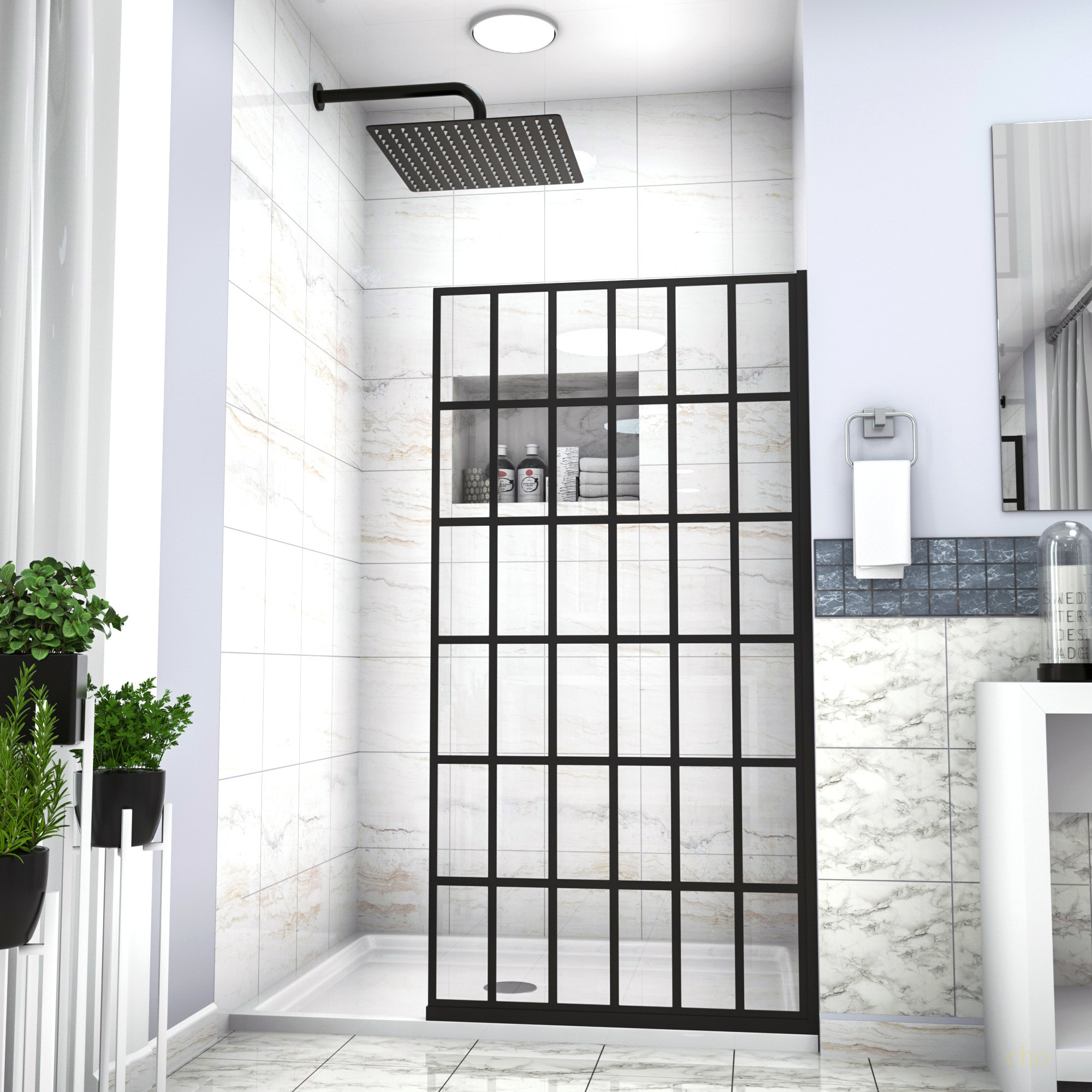 BVNECXP Shower Door 38" W X 72" H Single Panel Frameless Fixed Shower ...