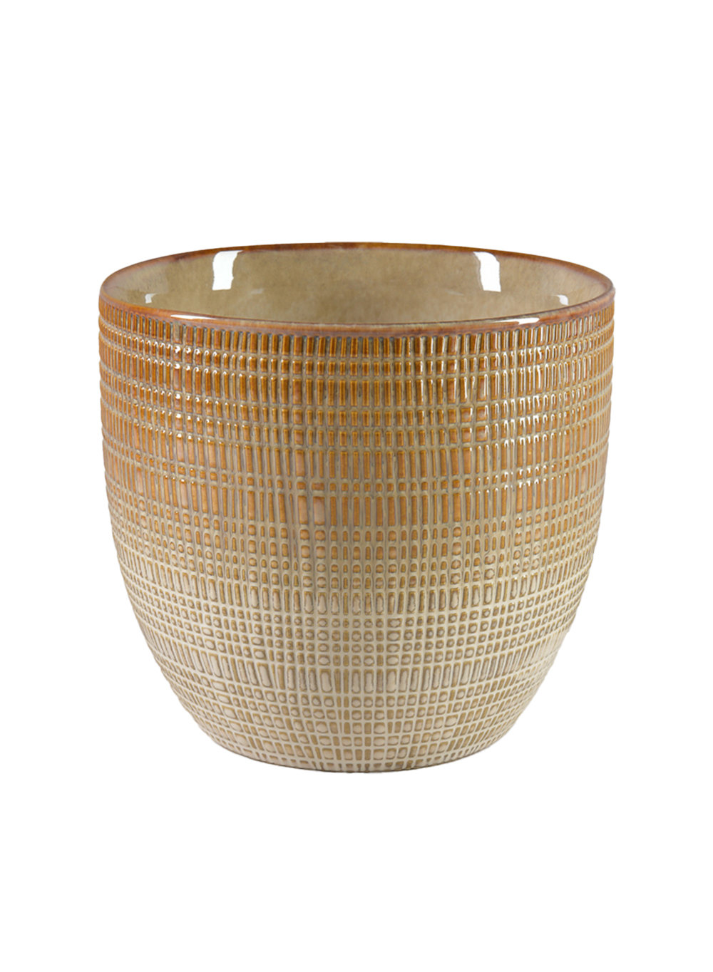 Ebern Designs Latte Glazed Ceramic Cachepot – Stylish Plant Pot, Home ...