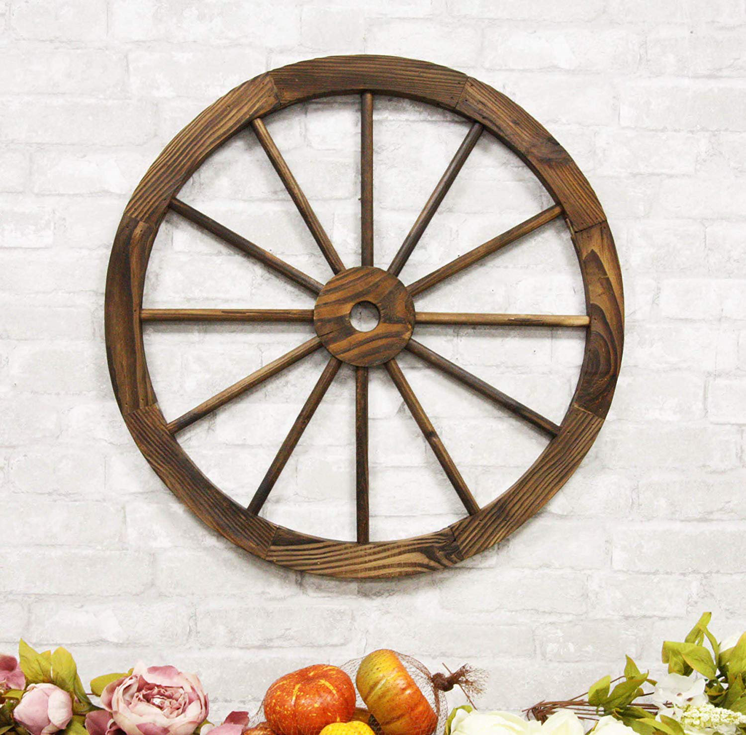 Gracie Oaks Round Wood Cartwheel Wagon Wheel Wall Décor & Reviews | Wayfair
