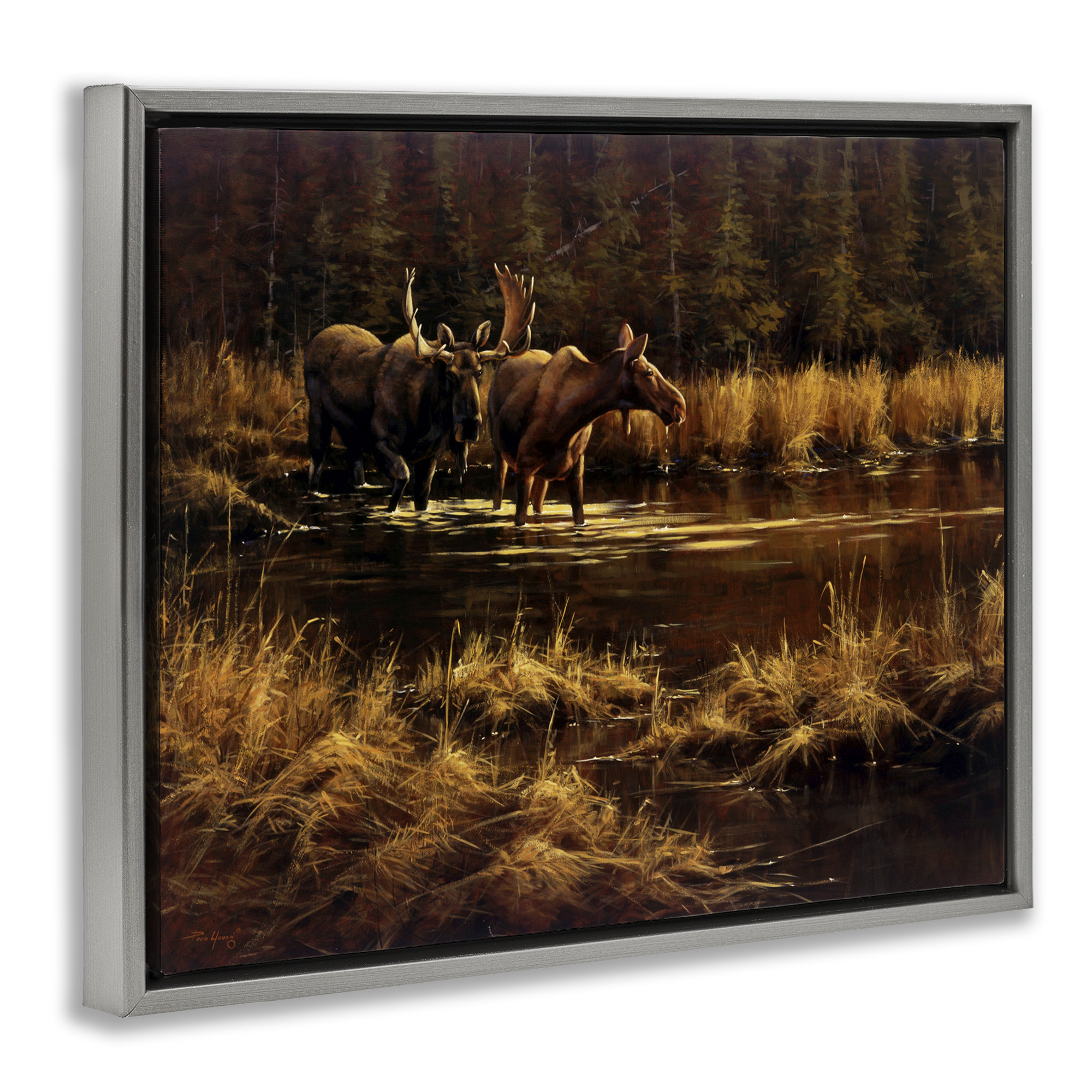 Union Rustic Moose Pair at Stream Floating Frame, design by Paco Young ...