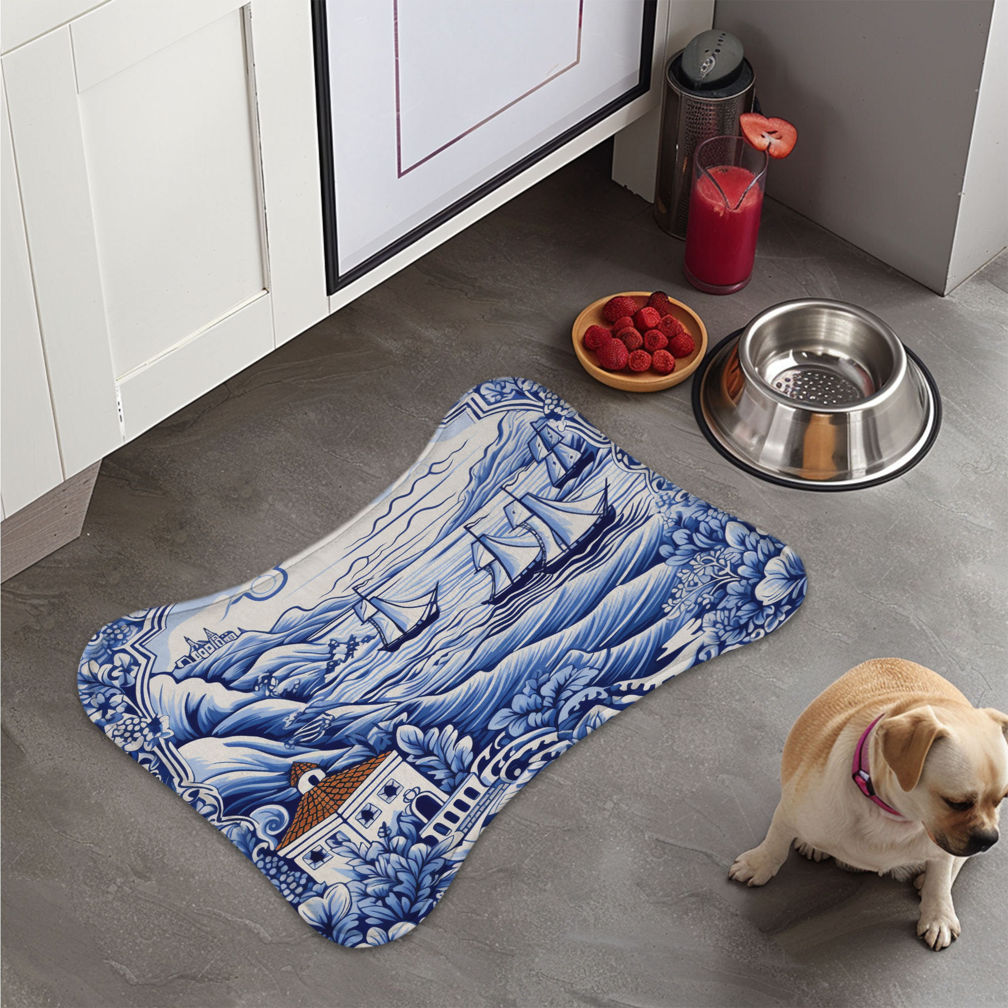 MentionedYou Mediterranean Patterns - 1 Piece Bone Shape Feeding Mat ...