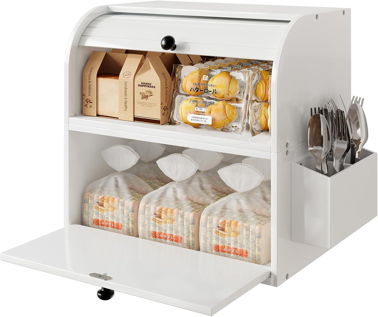 Red Barrel Studio® Bamboo Bread Box For Kitchen Counter Dobule Layer ...