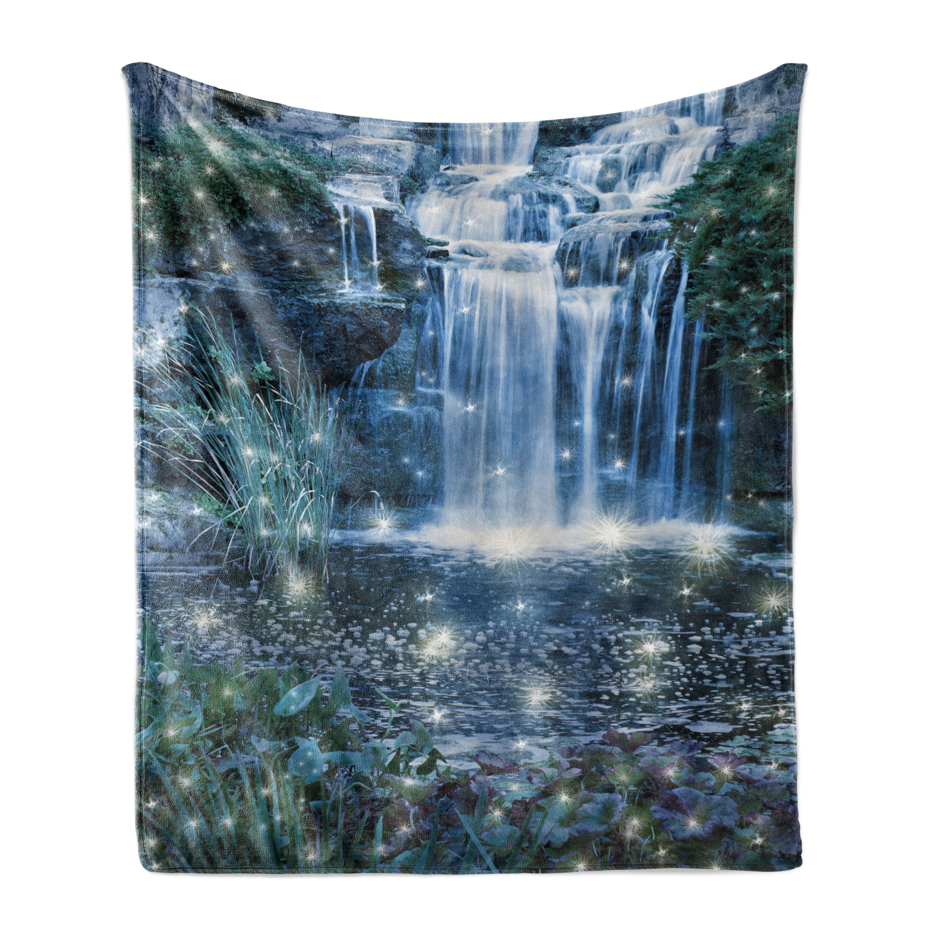 Ambesonne Waterfall Fleece Throw Blanket Magic Cascade 50"x70" Grey ...