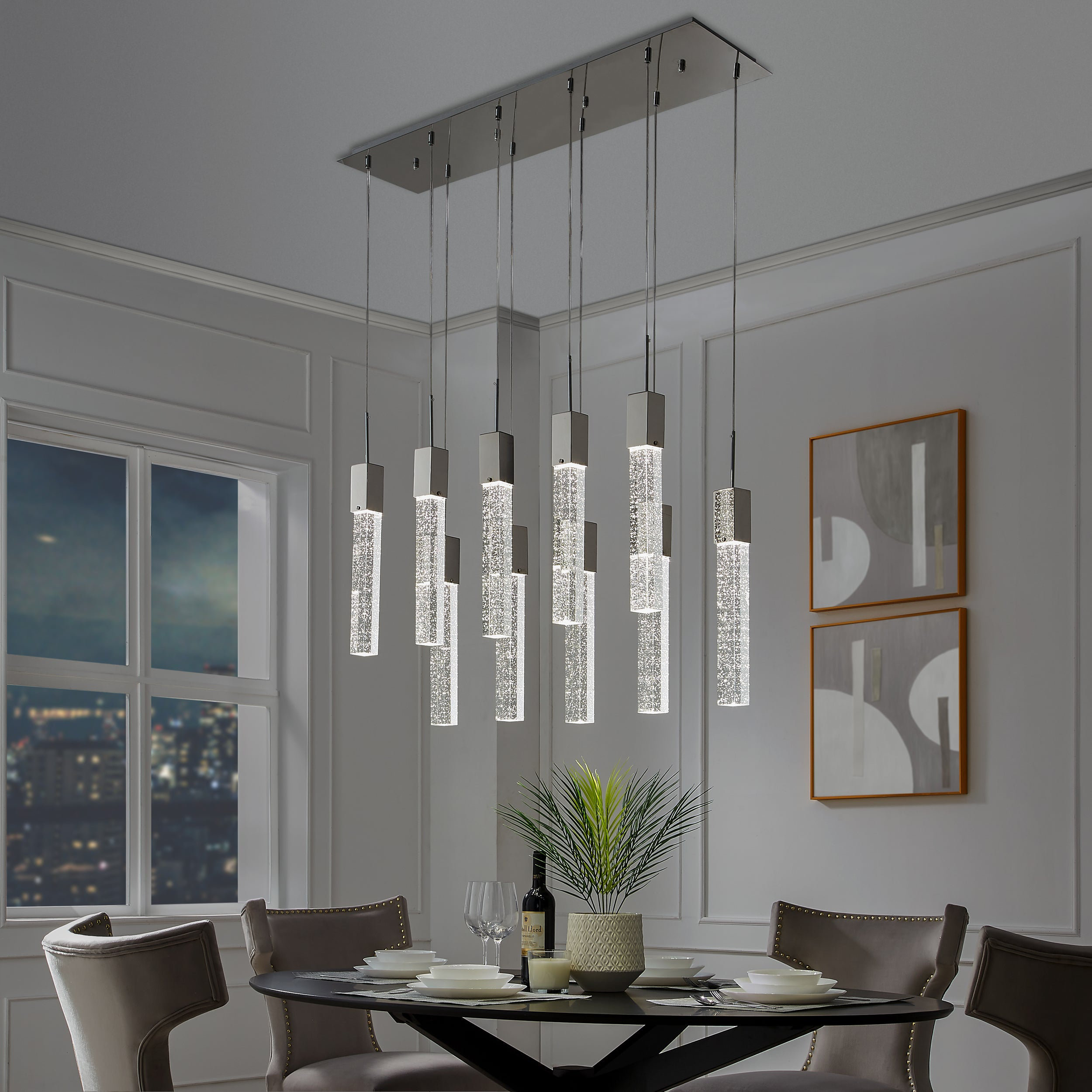 Finesse Décor Sparkling 10 - Light Rectangle Chandelier | Wayfair