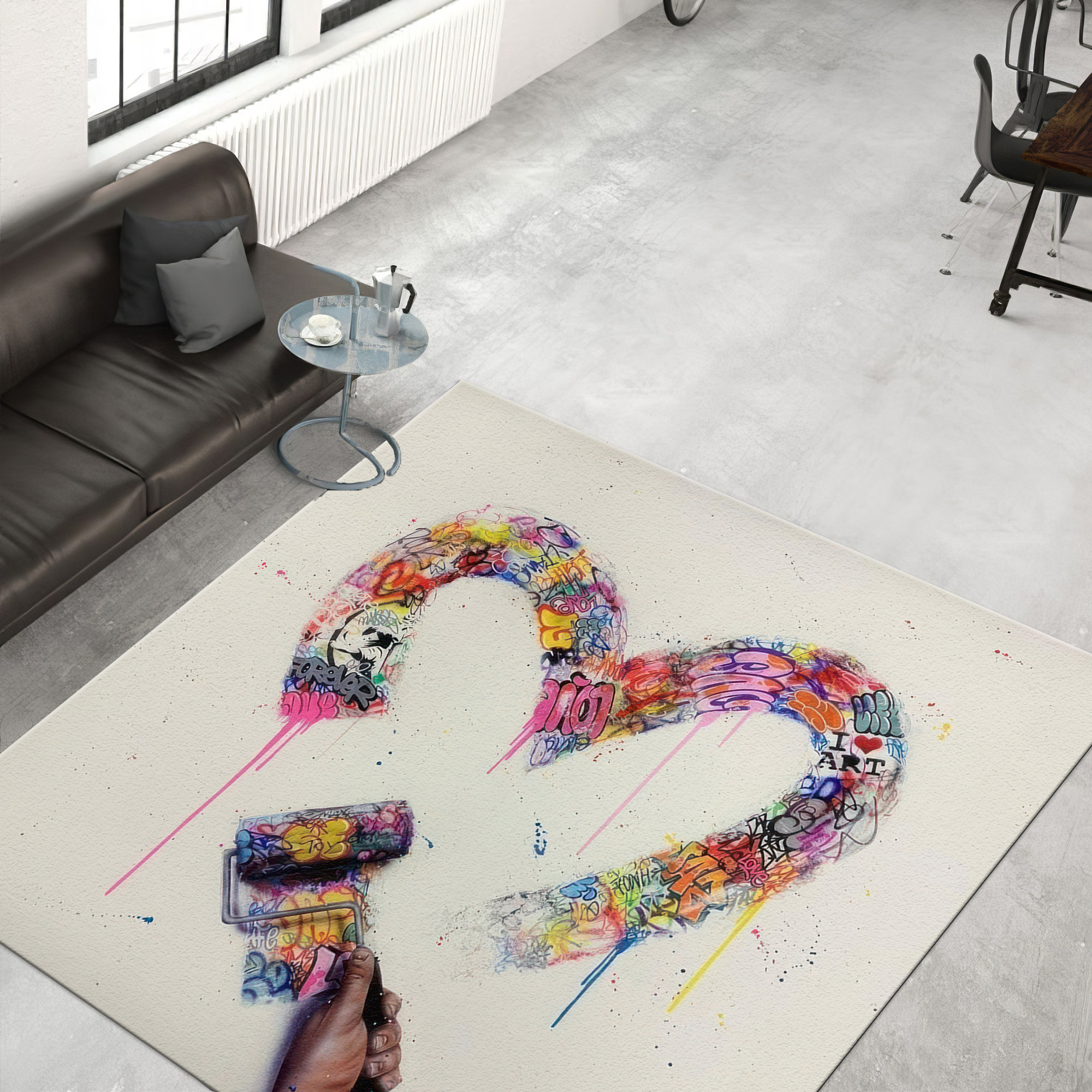 kayra export Floral Print Non-Woven Thin Type Rug Featuring a Vibrant ...