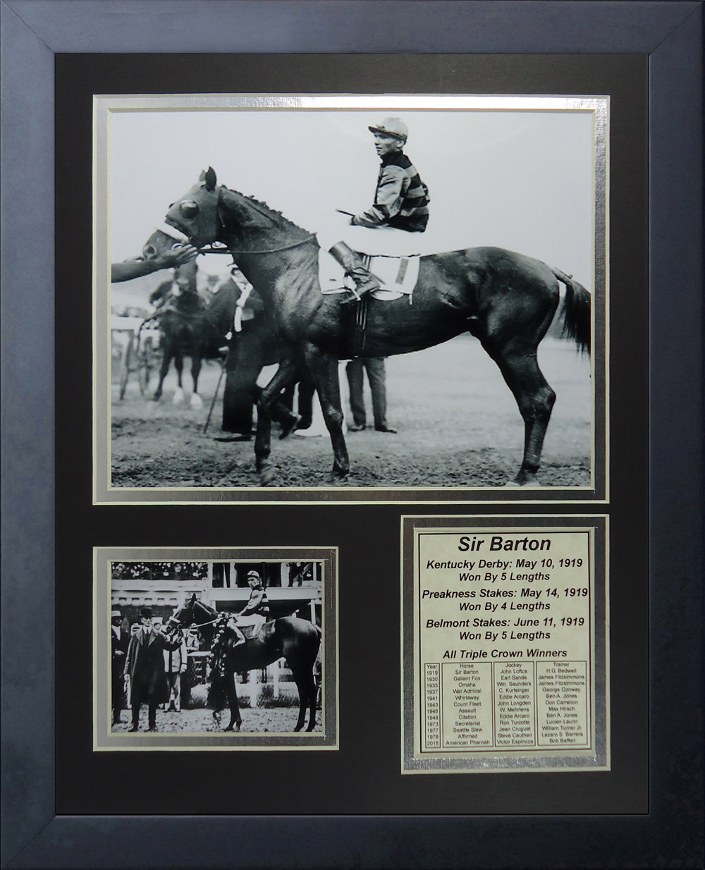 Legends Never Die Sir Barton 1919 Triple Crown Winner Framed ...