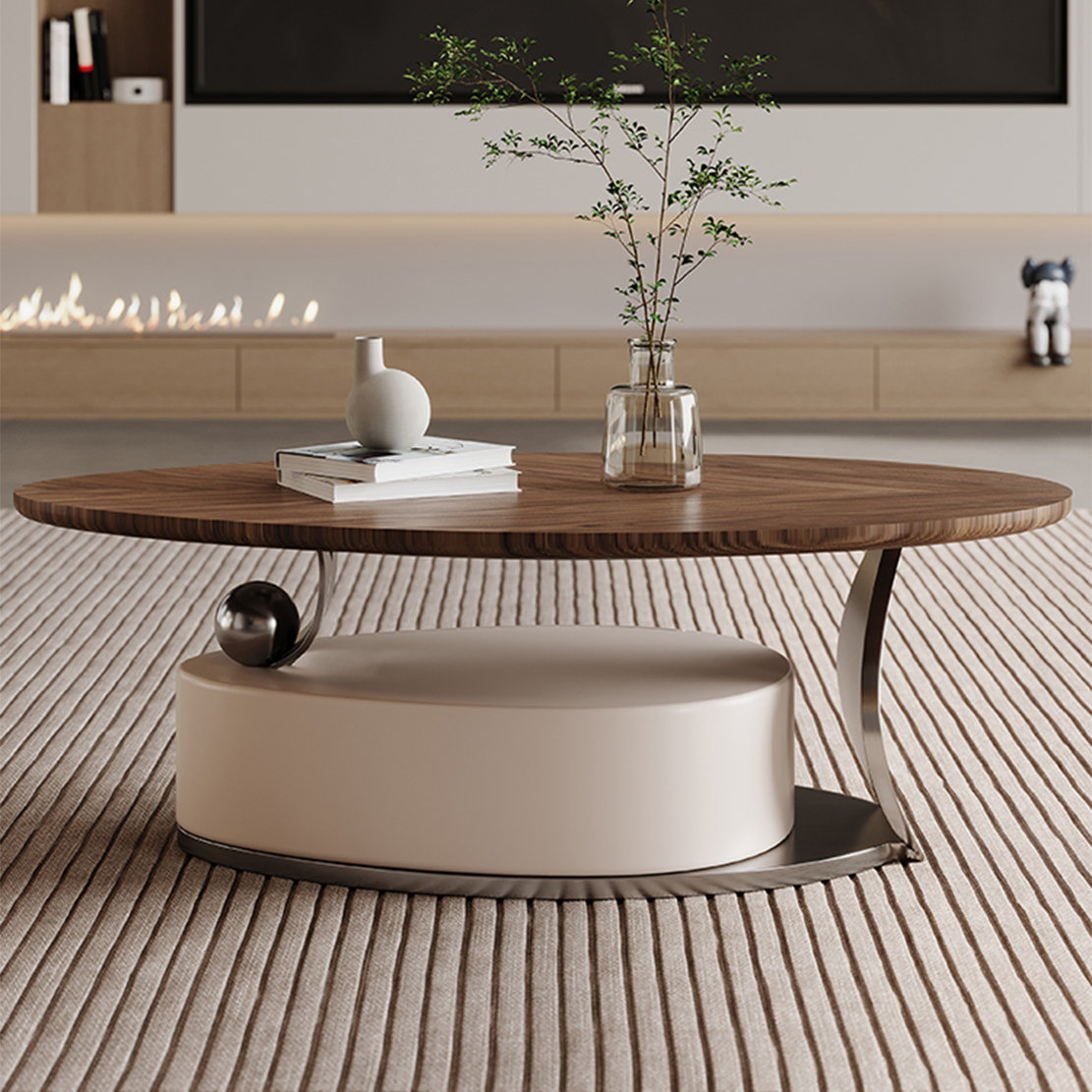 Wu's StylishVault Light luxury oval storage coffee table | Wayfair