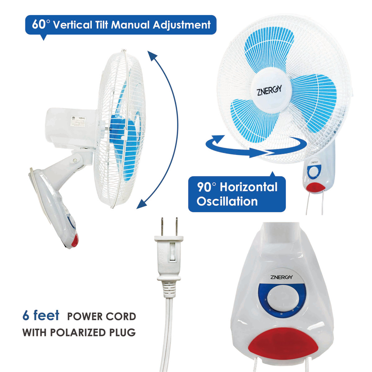 Znergy 16" Wall Fan & Reviews | Wayfair