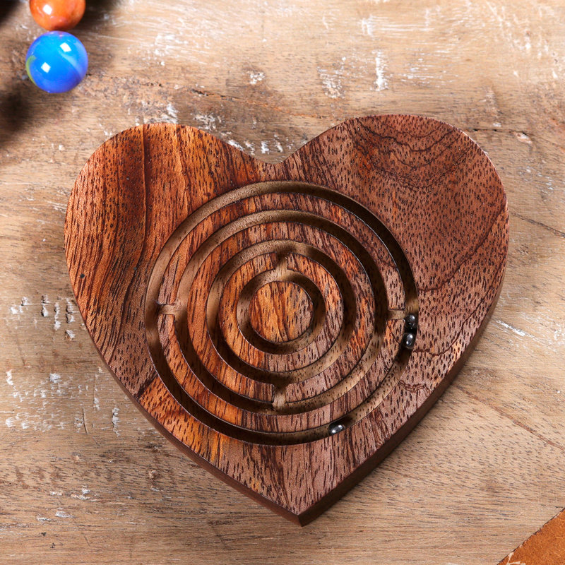 Novica Handmade Heart Roads Wood Maze Game | Wayfair