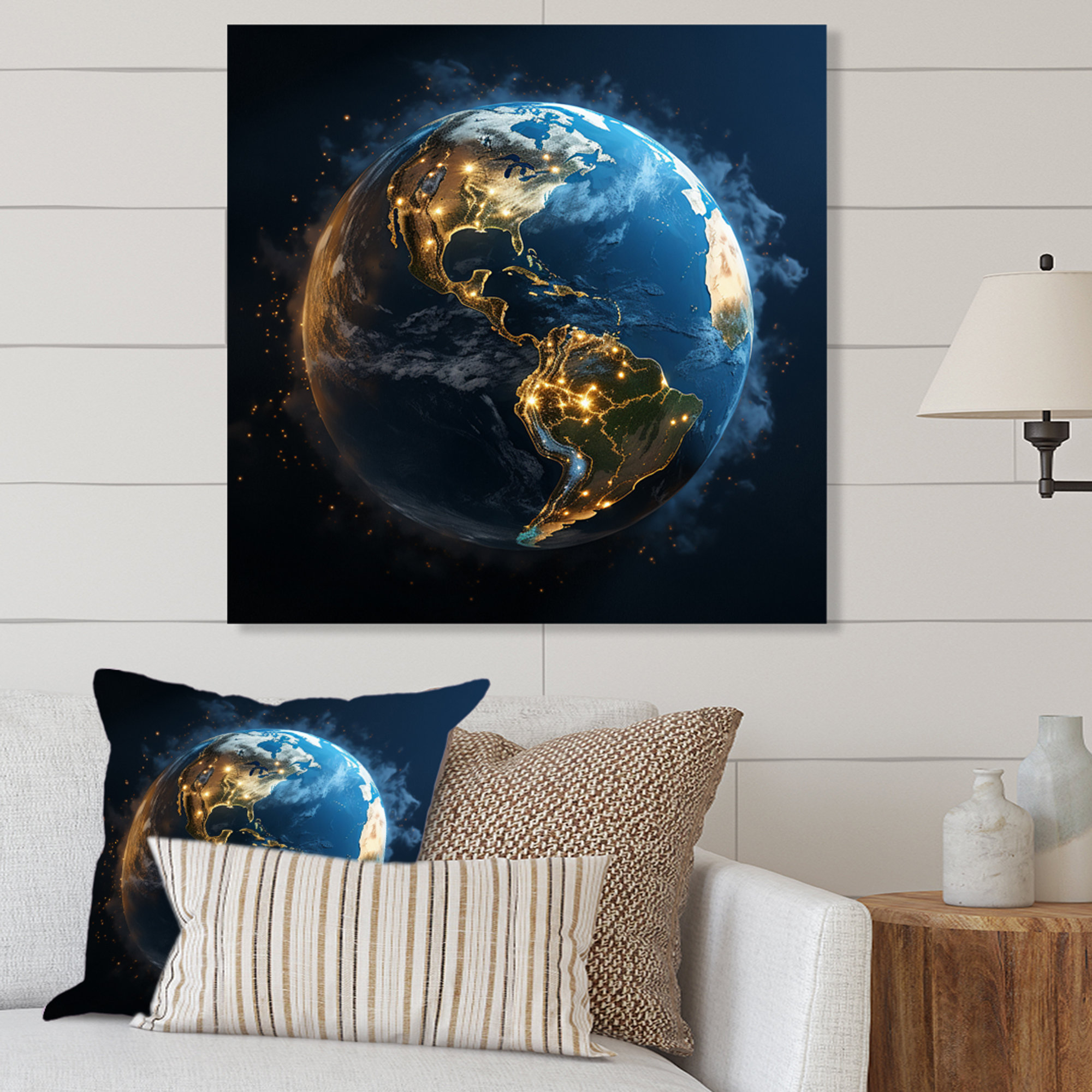 Ebern Designs Earth Lights from Space I - Space Planet Metal Art Print ...