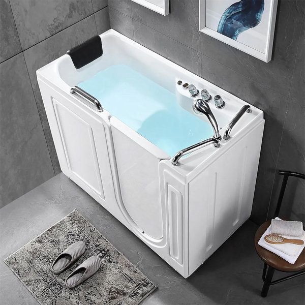 Wen Lighting 53" Whirlpool Freestanding Acrylic Walk-In Tub, Soaking ...