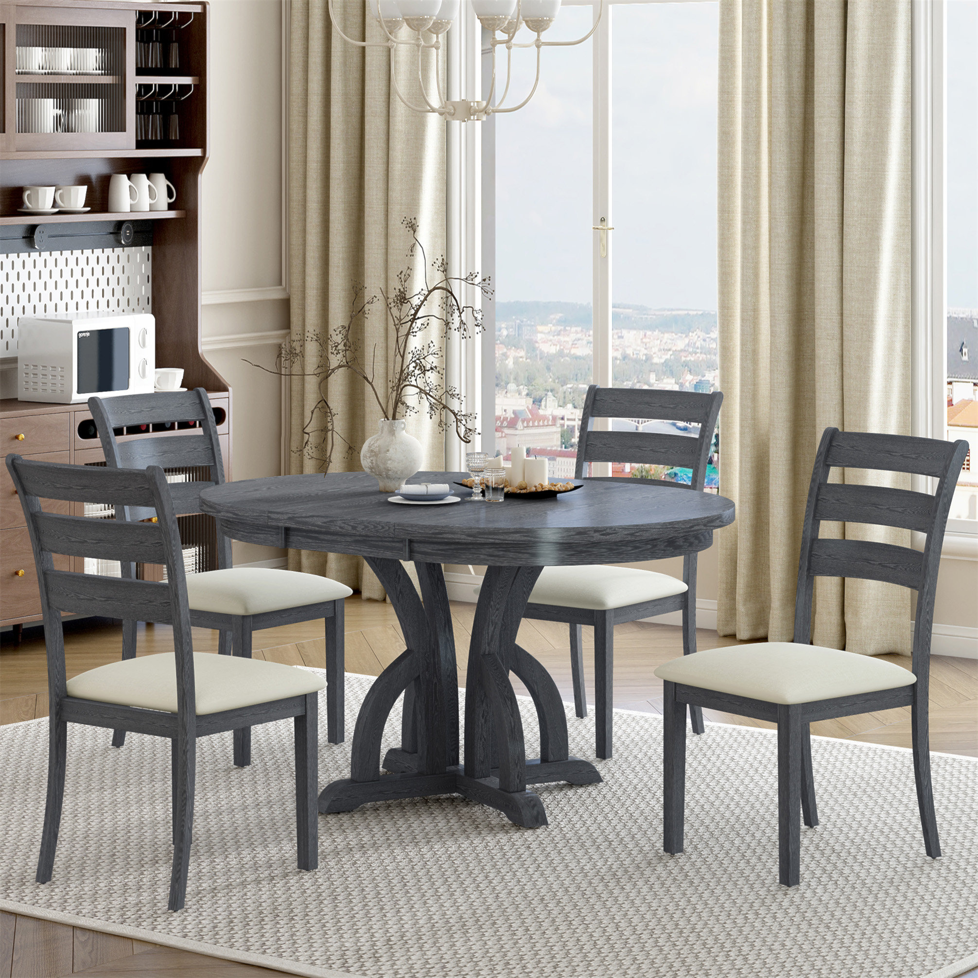 extendable round dining table 6 8