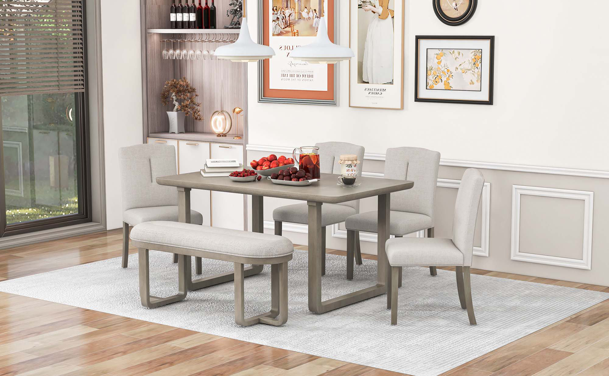 Red Barrel Studio 6-Piece Retro-Style Dining Set Includes Dining Table ...