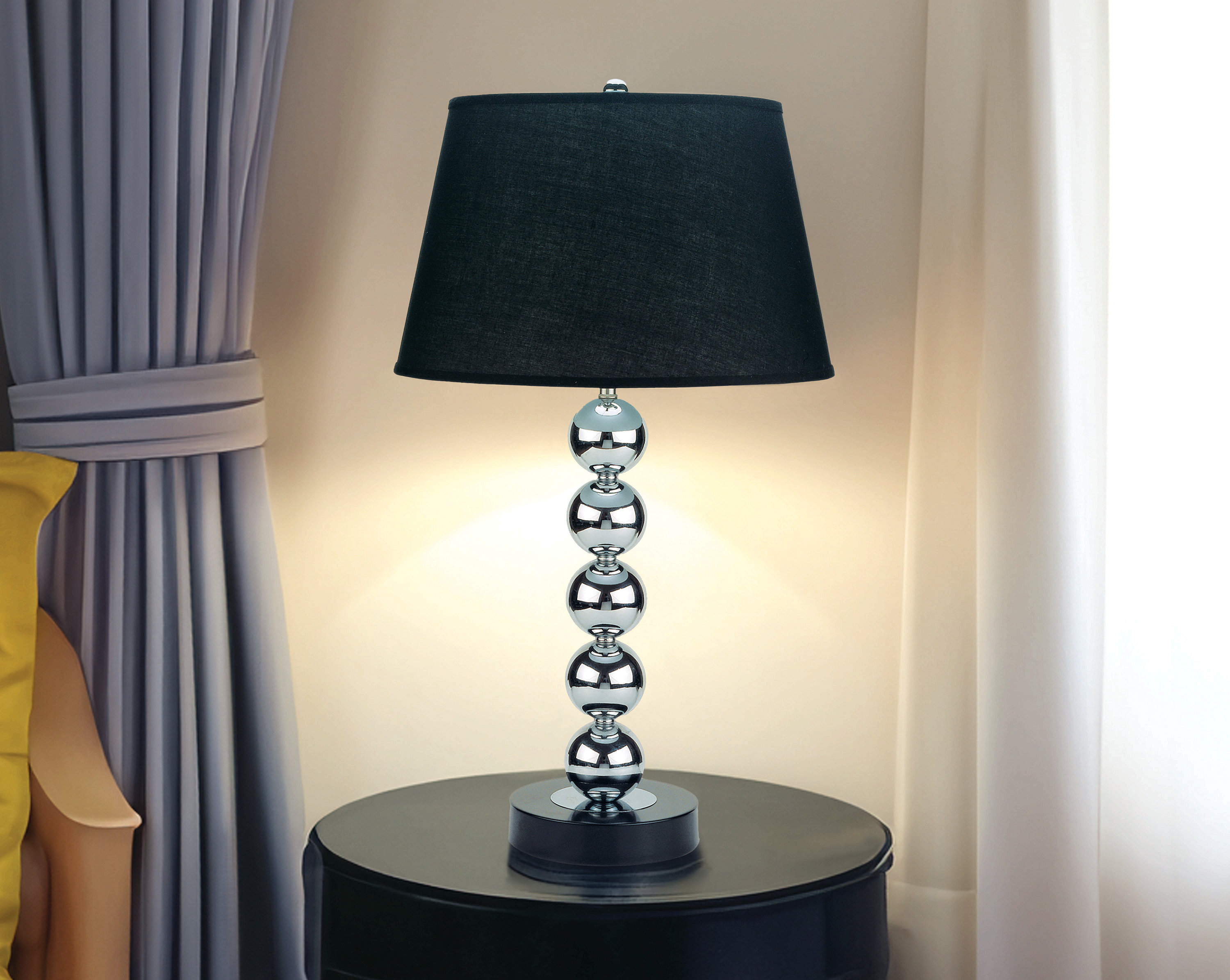 Ivy Bronx Modern Sleek Table Lamp Reflective Spheres Catch The Eye 1Pc ...