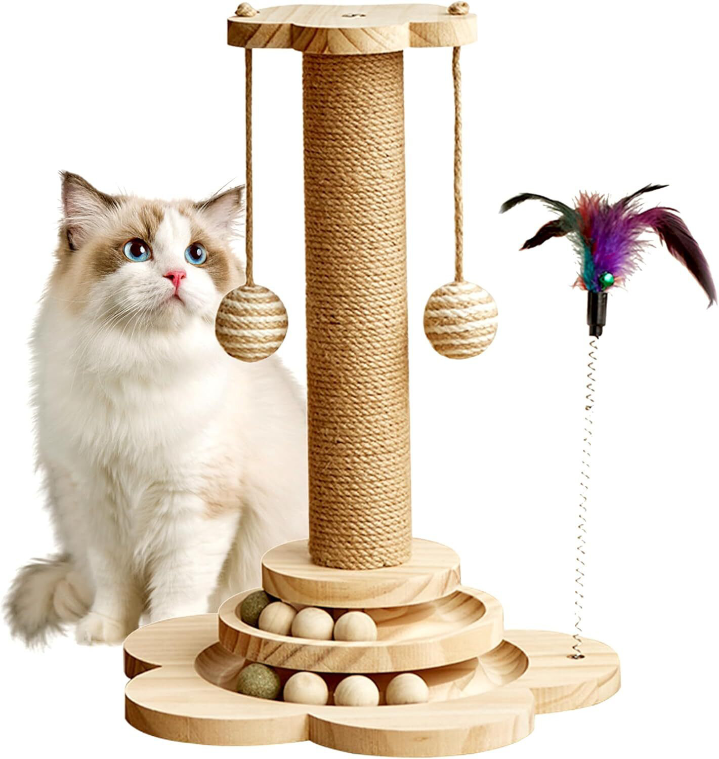 Tucker Murphy Pet™ Wooden Cat Scratching Post – Sisal Rope Scratch ...