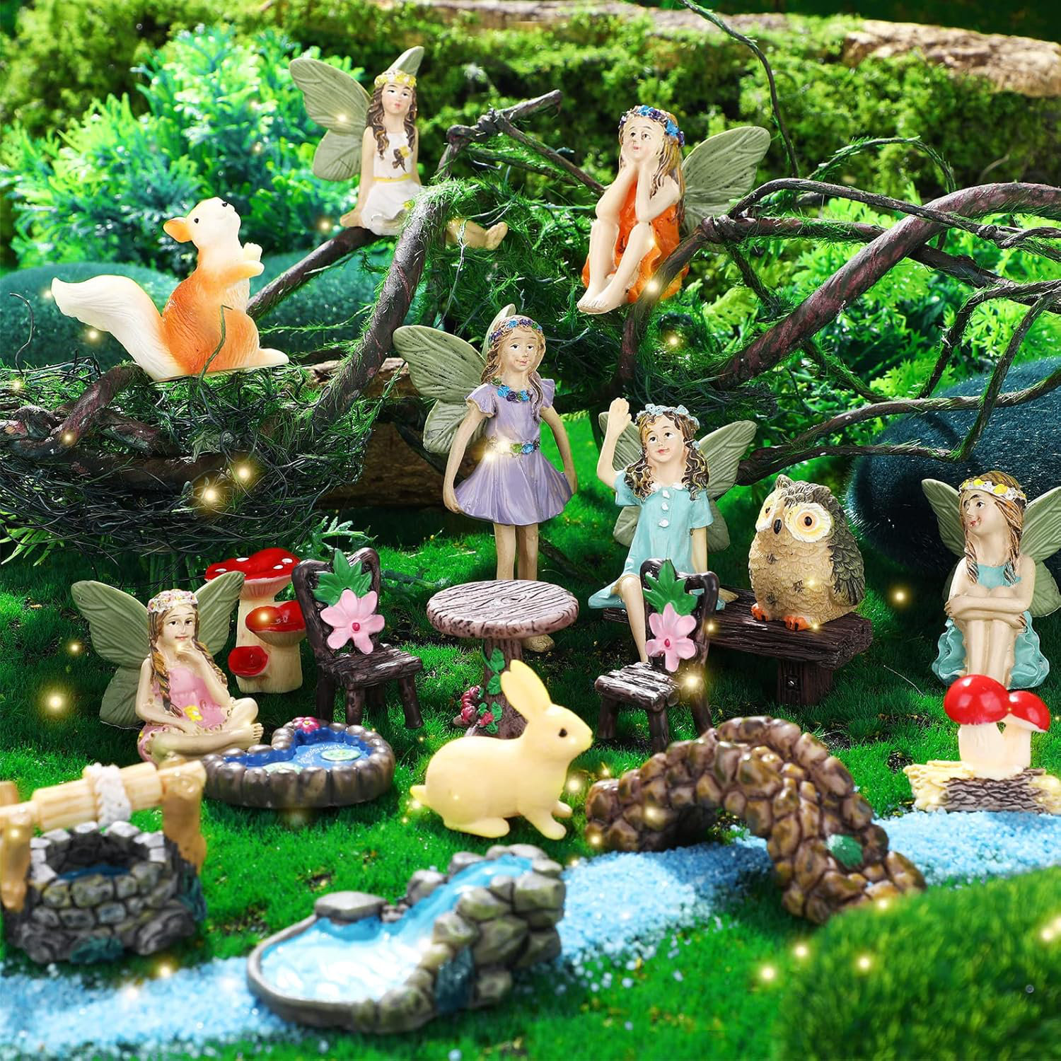 Ophelia & Co. 19 Pcs Miniatures Garden Fairies Kit Garden Accessories ...