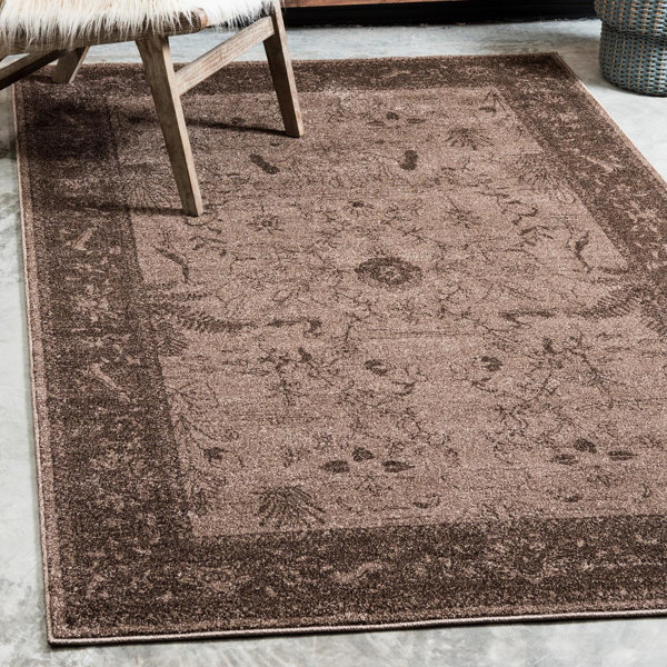Bungalow Rose Godina Floral Light Brown Area Rug & Reviews | Wayfair