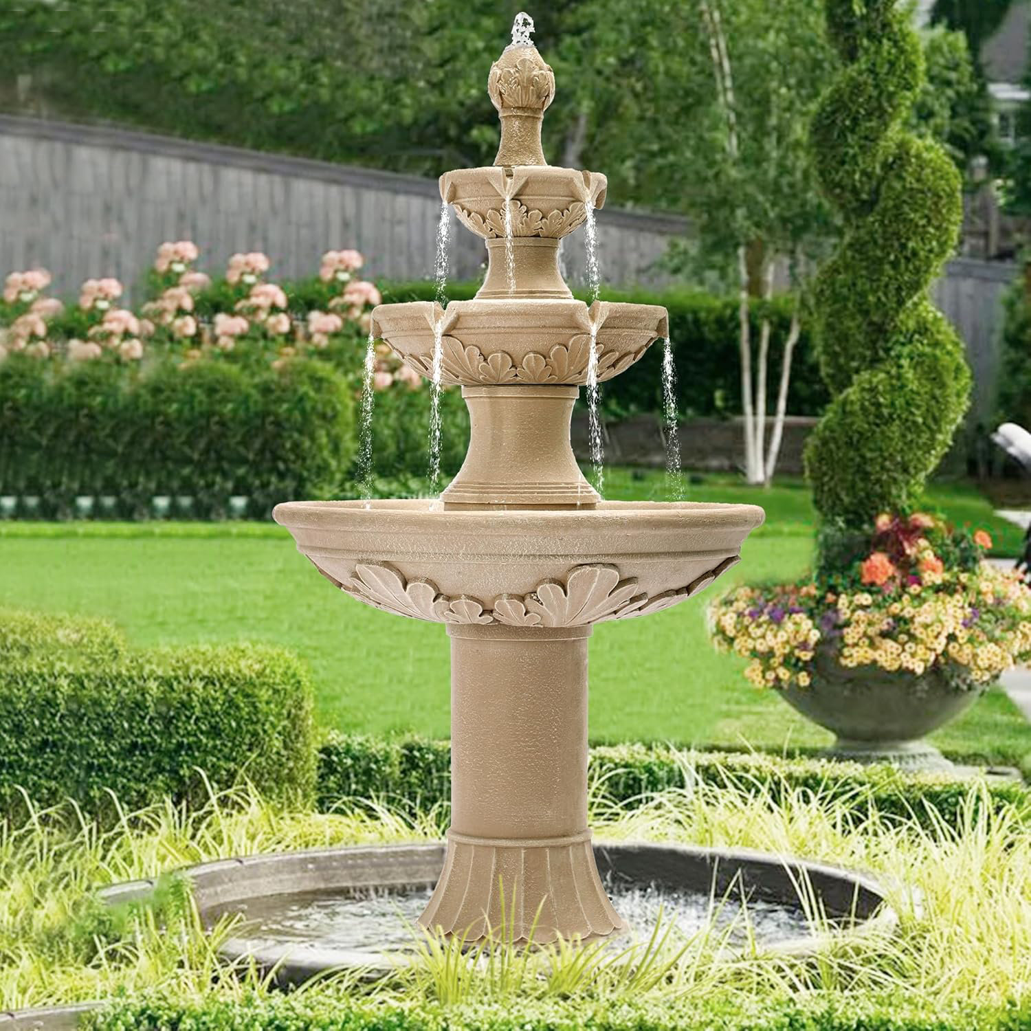 Charlton Home® Outdoor Garden Water Fountains,48.4"H Italian Style ...