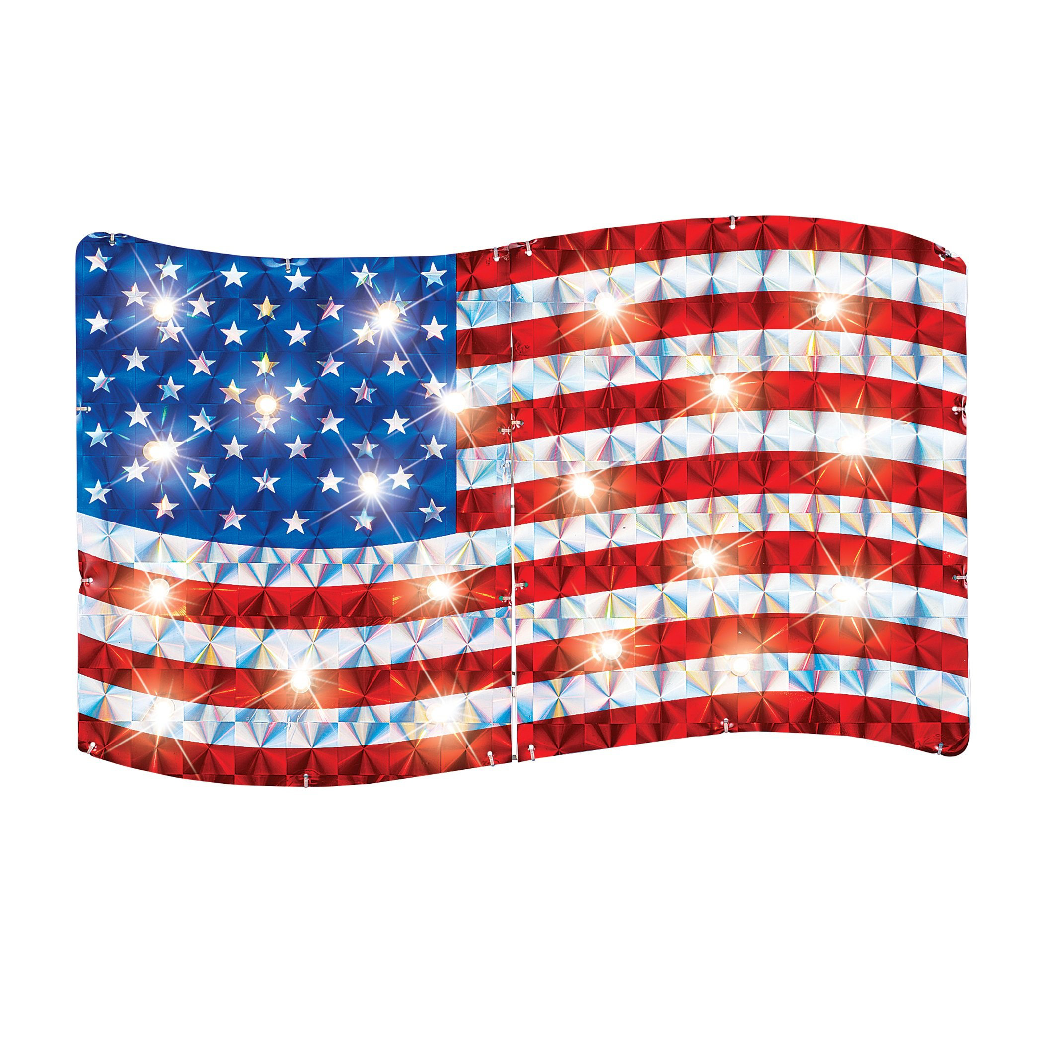 Latitude Run® Patriotic Lighted American Flag Decoration with Metal ...