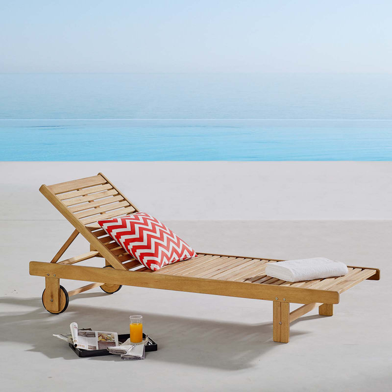Modway Hatteras Outdoor Patio Eucalyptus Wood Chaise Lounge Chair | Wayfair