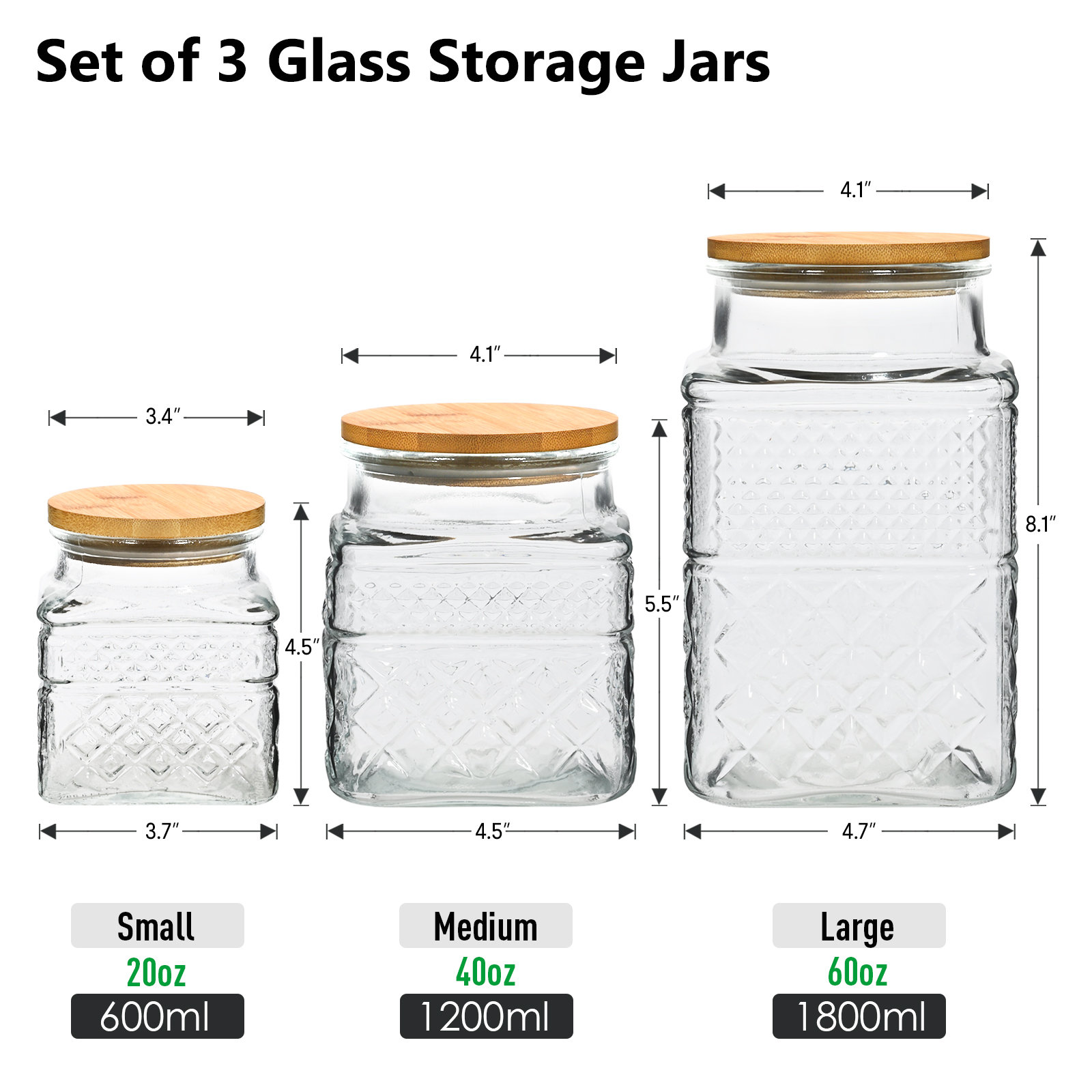 Gracie Oaks 3 Piece Storage Jar Set | Wayfair
