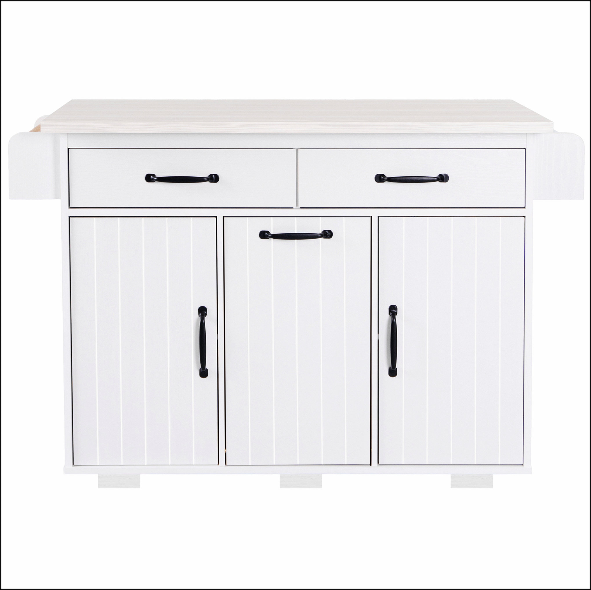 Latitude Run® Kitchen Island with Trash Can Storage Cabinet, Kitchen ...