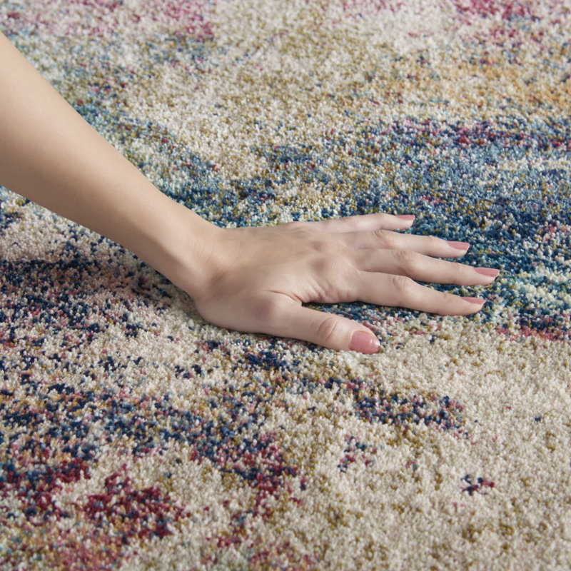 Bungalow Rose Lowndes Machine Woven Blue/Gray/Red Rug & Reviews | Wayfair