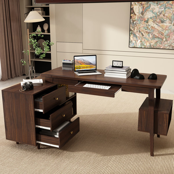 Wade Logan® Muldowney L-Shaped Computer Desk With Bookcase & Reviews ...