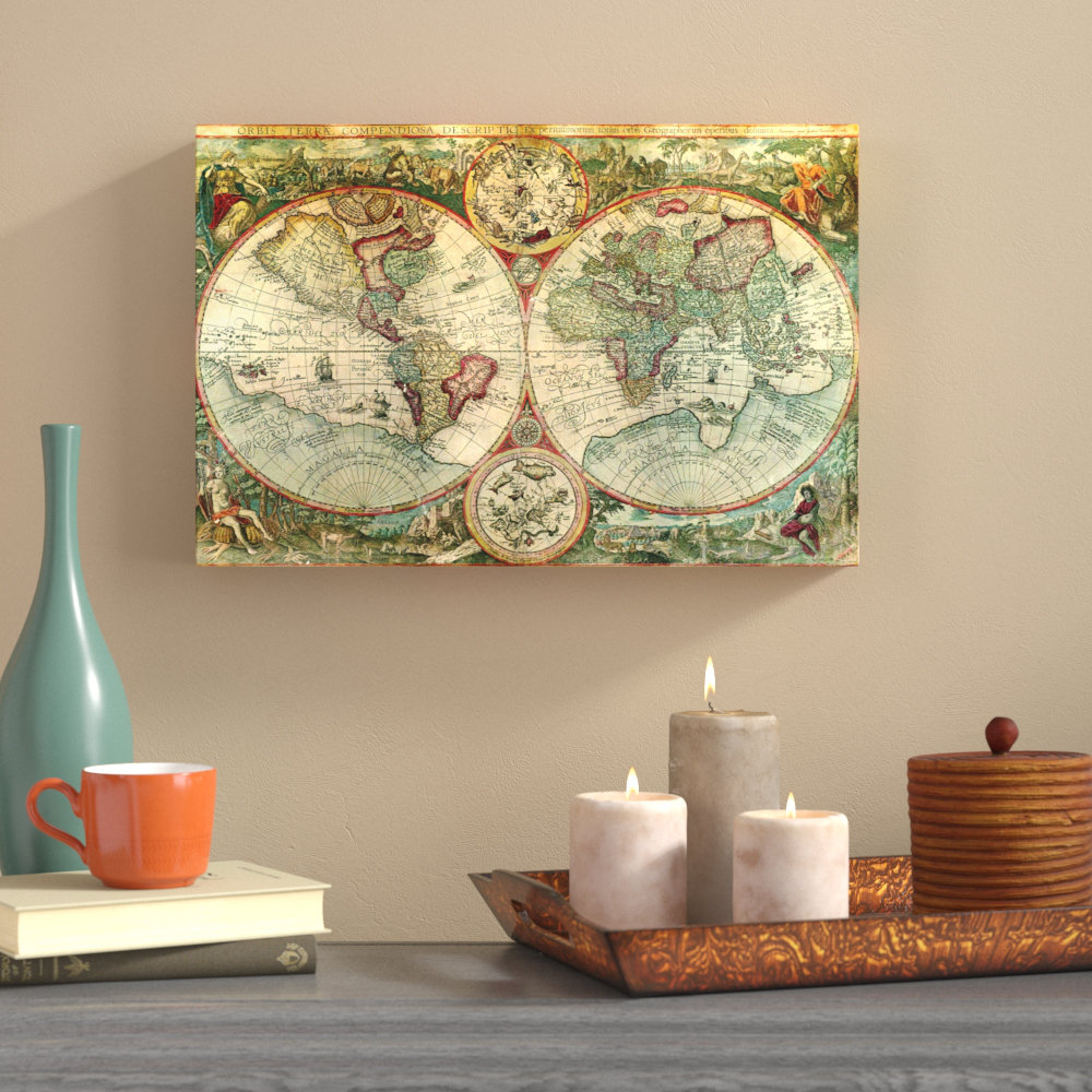 World Menagerie Treasure Map Framed Graphic Art Print on Canvas ...