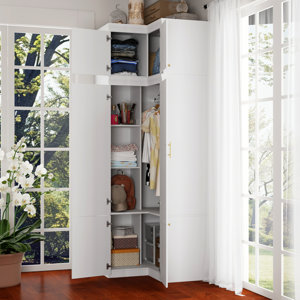 Latitude Run® L-Shaped Corner Wardrobe With Top Cabinet & Reviews | Wayfair