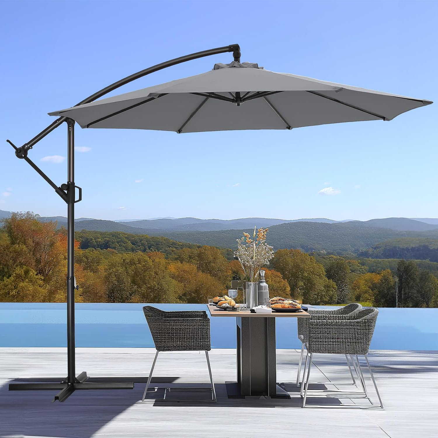 Arlmont & Co. Wampler 120'' Umbrella with Counter Weights Included ...