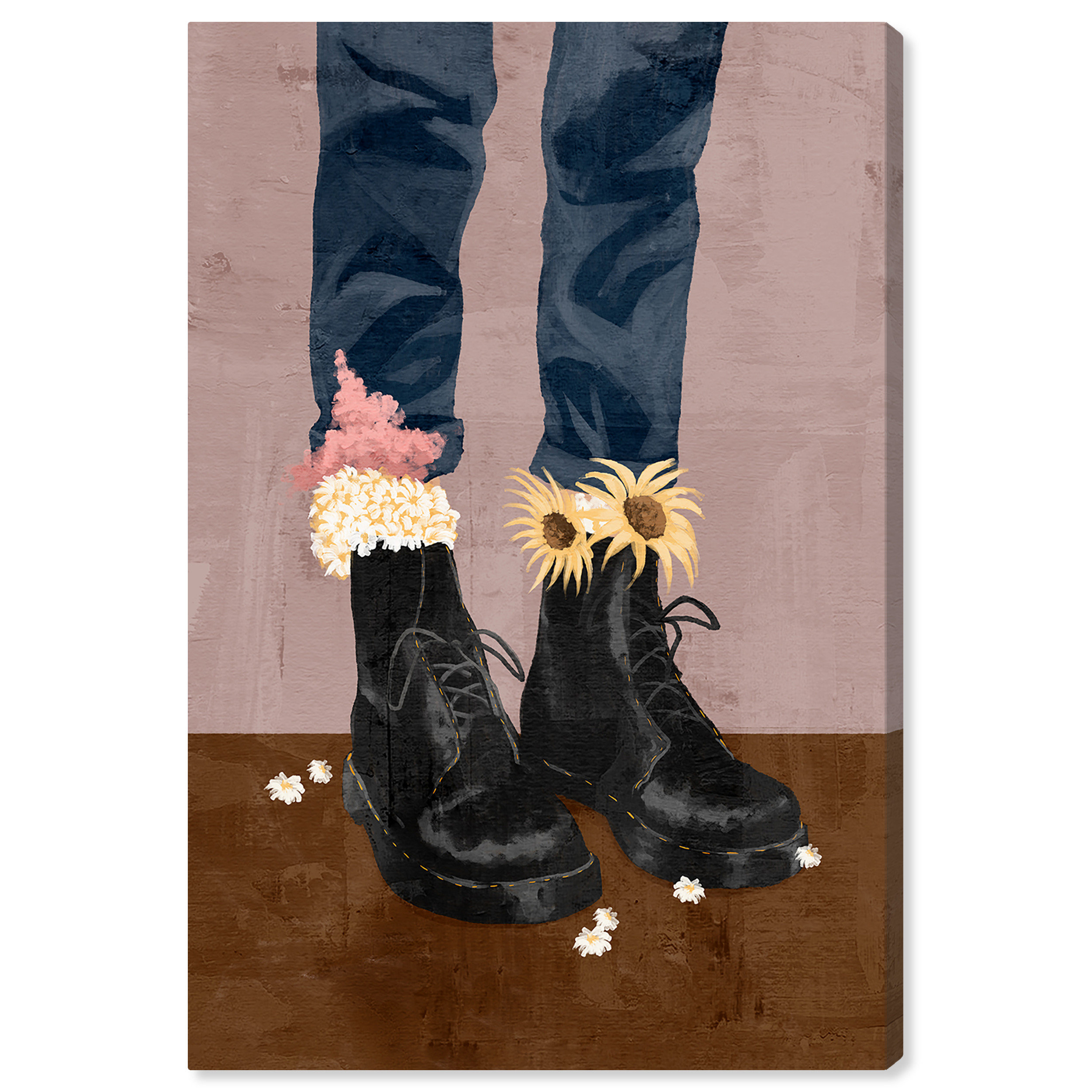 George Oliver Fashion and Glam Nature Boots Pink Canvas Wall Art Print ...