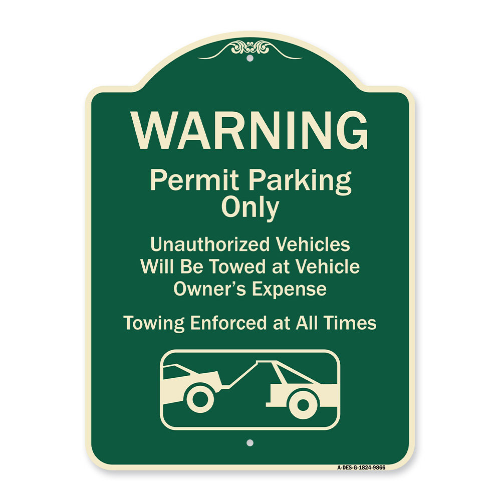 Signmission Designer Series Sign - Warning Permit Parking Only Vehicles ...