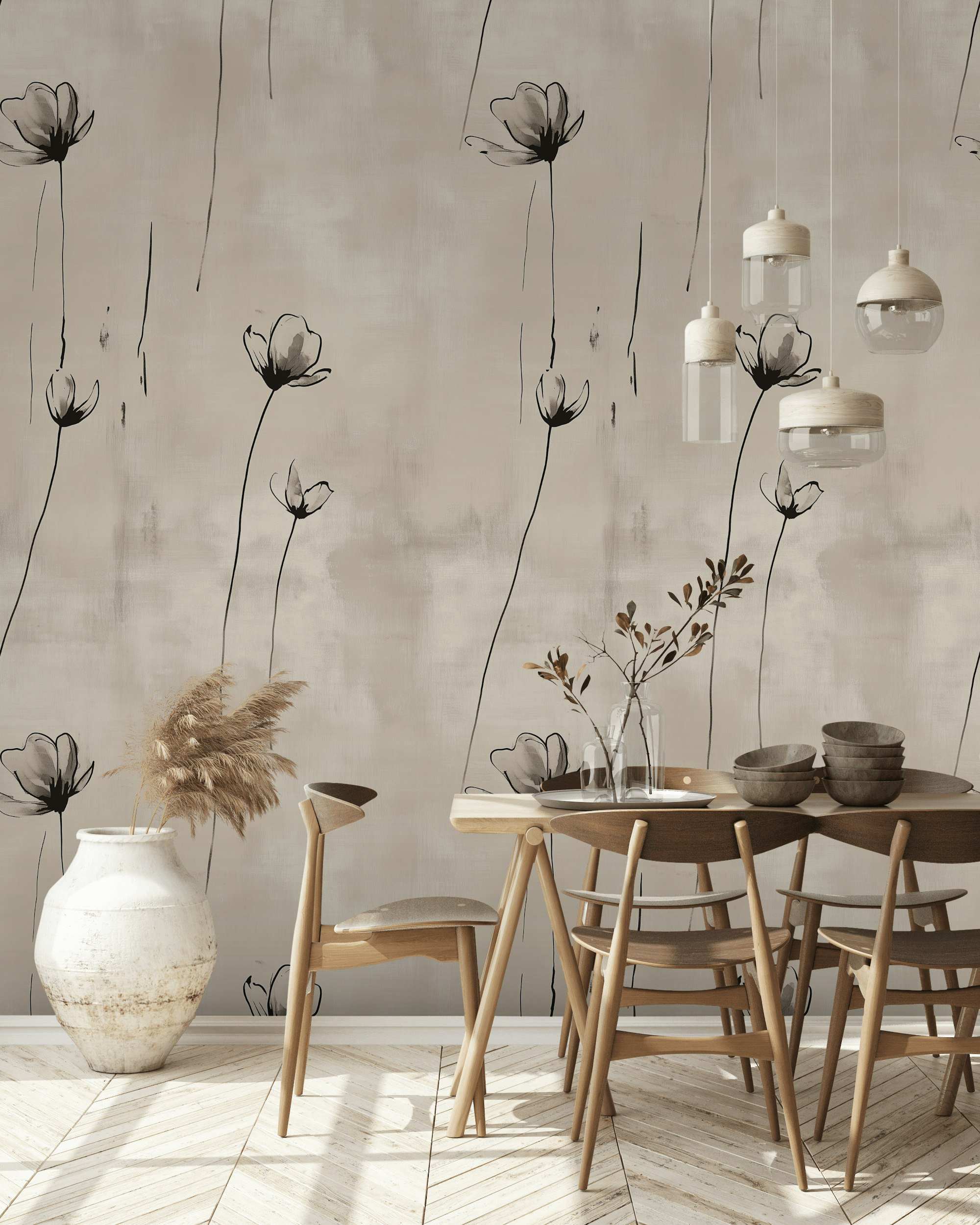 Lark Manor™ Elegant Monochrome Floral Wallpaper Bryelle Peel & Stick ...