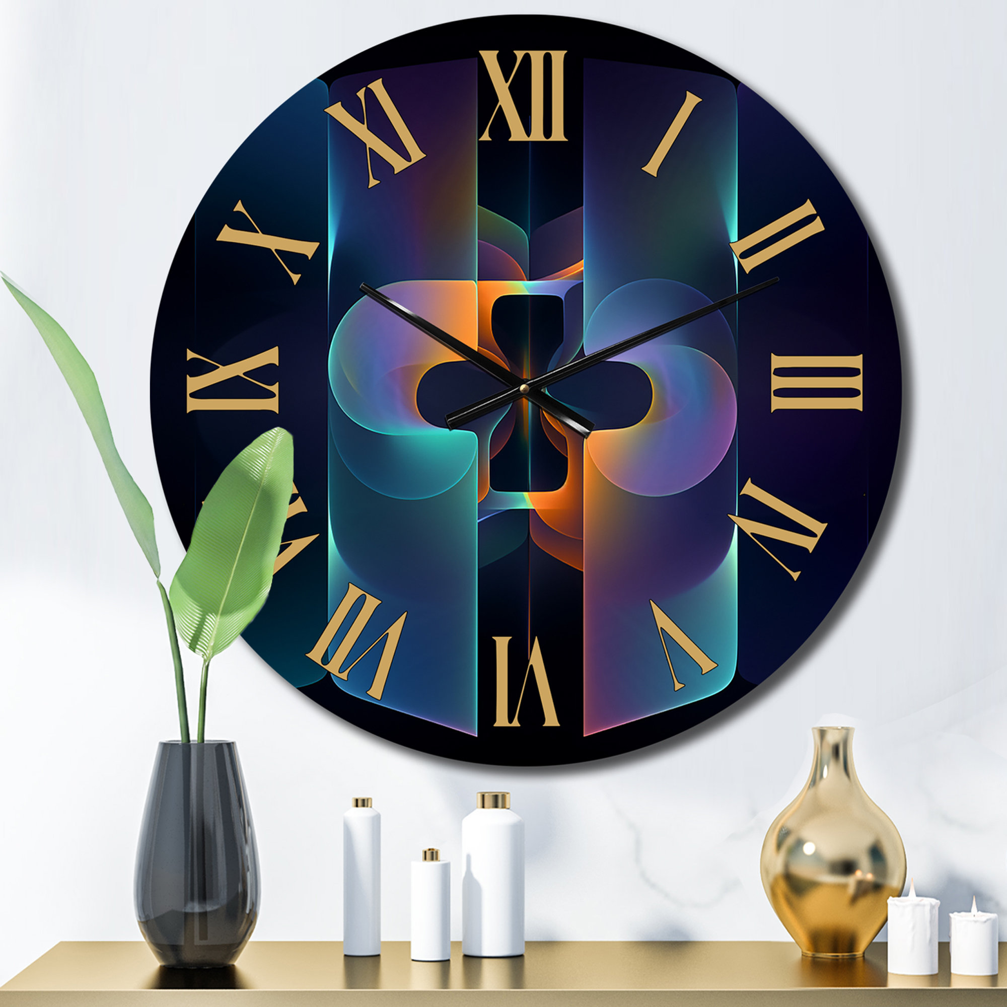 Design Art Retro Purple Geometrics On Minimal Black I - Modern ...