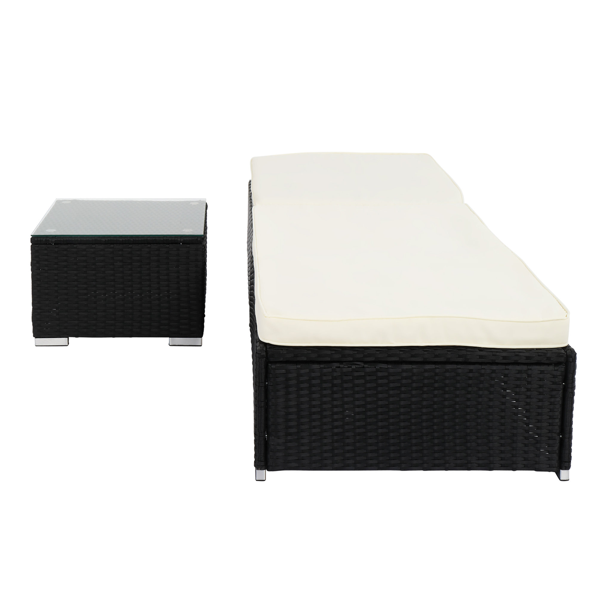 Latitude Run® Outdoor Wicker Chaise Lounge with Table - Wayfair Canada