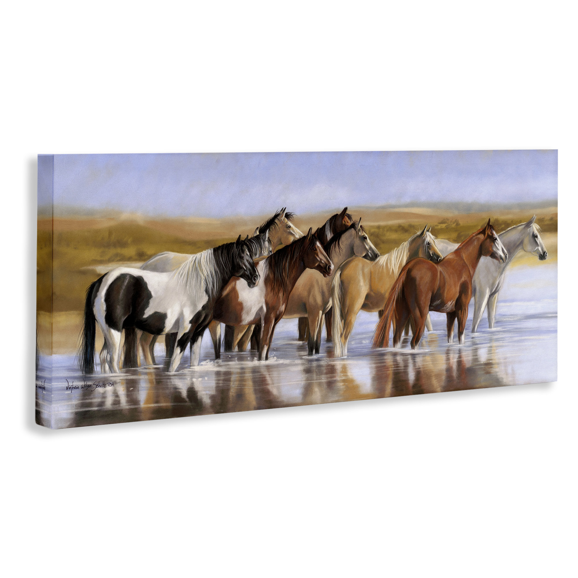 Union Rustic Horse Herd in River Canvas Wall Art by Victoria Schultz ...