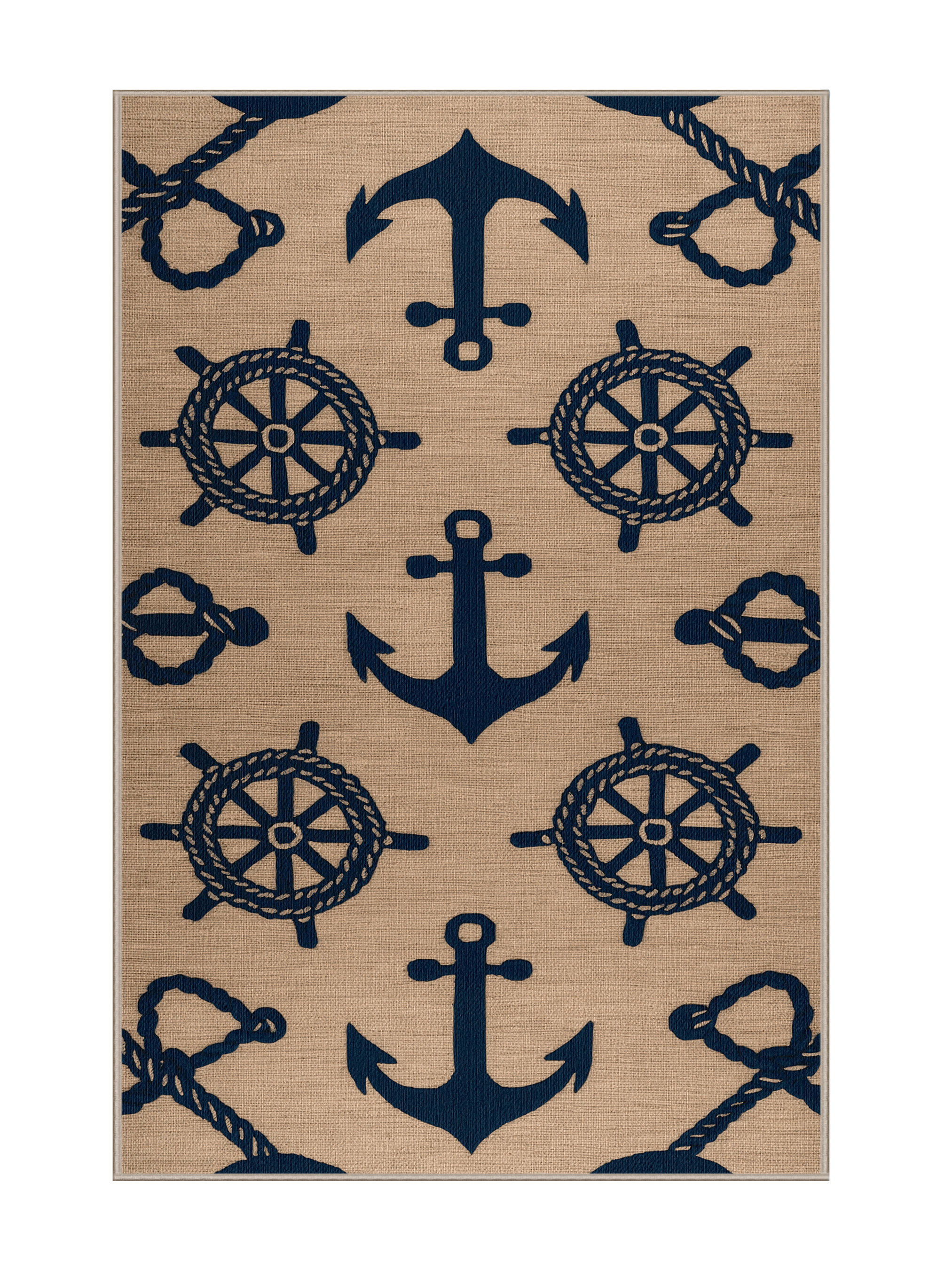 Longshore Tides Washable Simplified nautical elements Nautical Area Rug ...