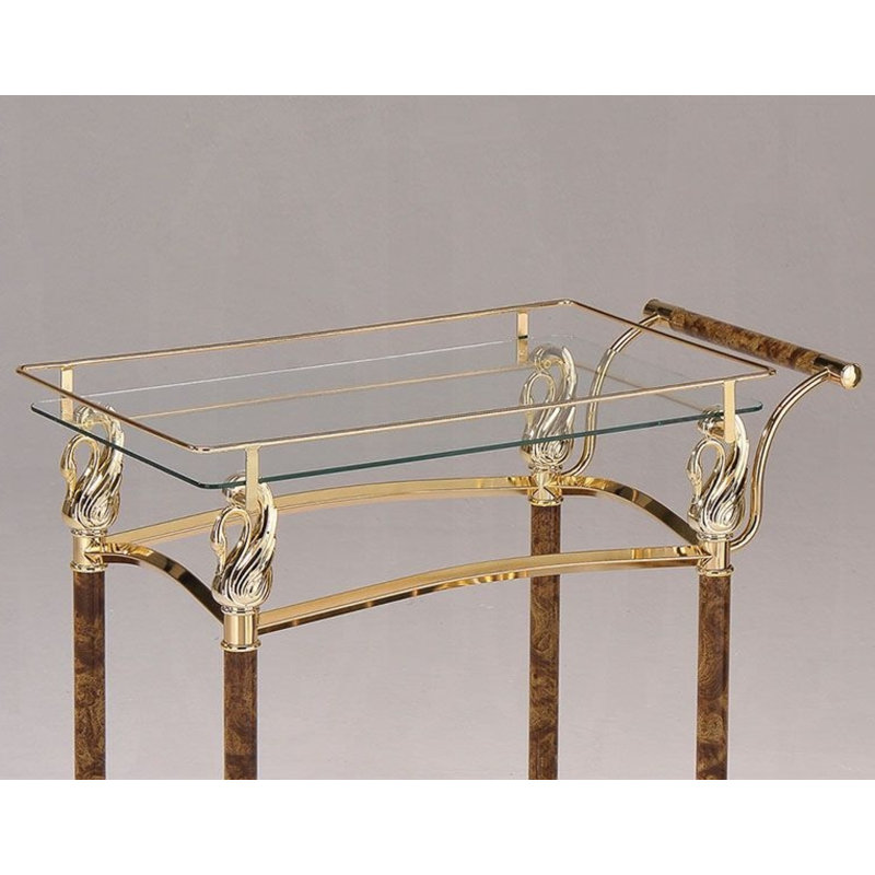 House of Hampton® Riggle Rectangular Serving Bar Cart in Gold Plated ...