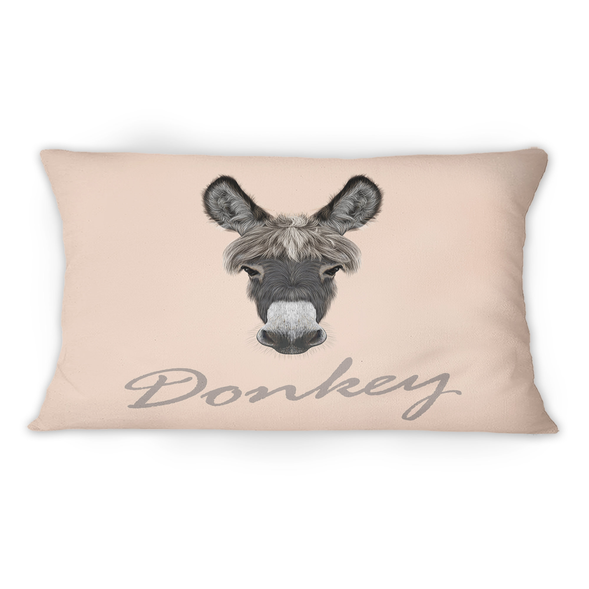 Design Art Farm Donkey Portrait -1 Traditional Printed Throw Pillow ...
