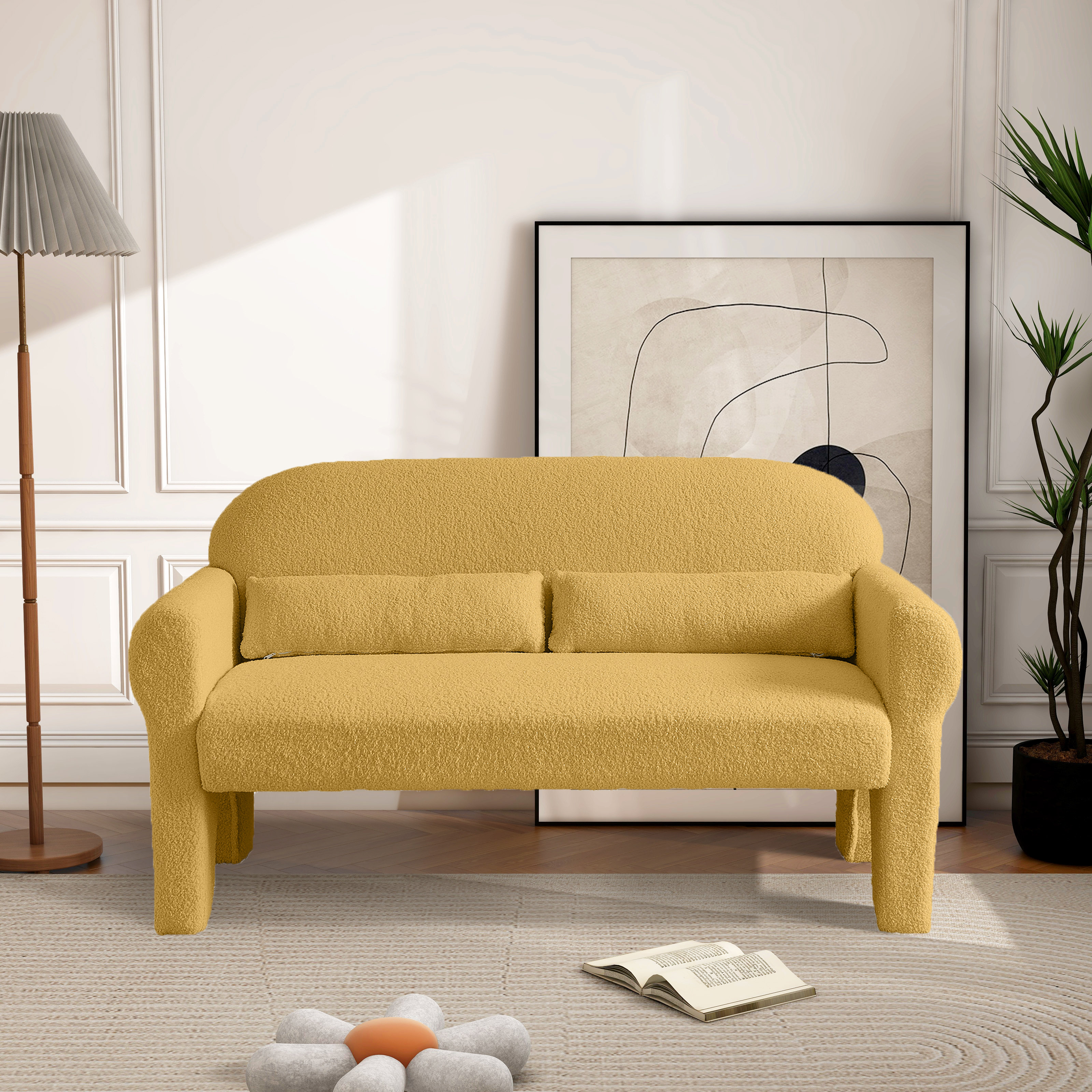 Ivy Bronx Leonette 56.2'' Round Arms Loveseat CAL117 Compliant Loveseat ...