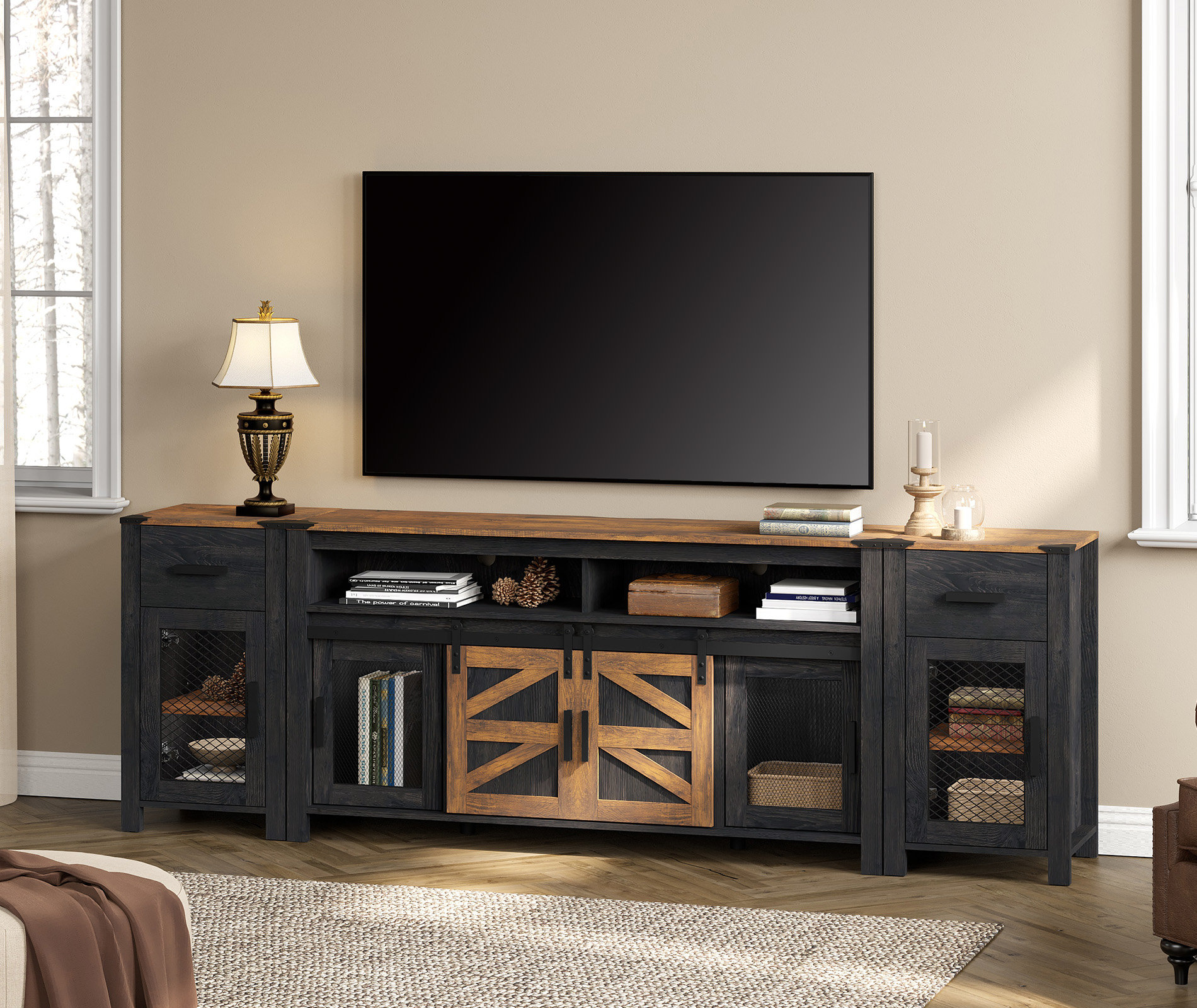 Gracie Oaks TV Stand Set For Ups To 85 Inch TV,Entertainment Center ...