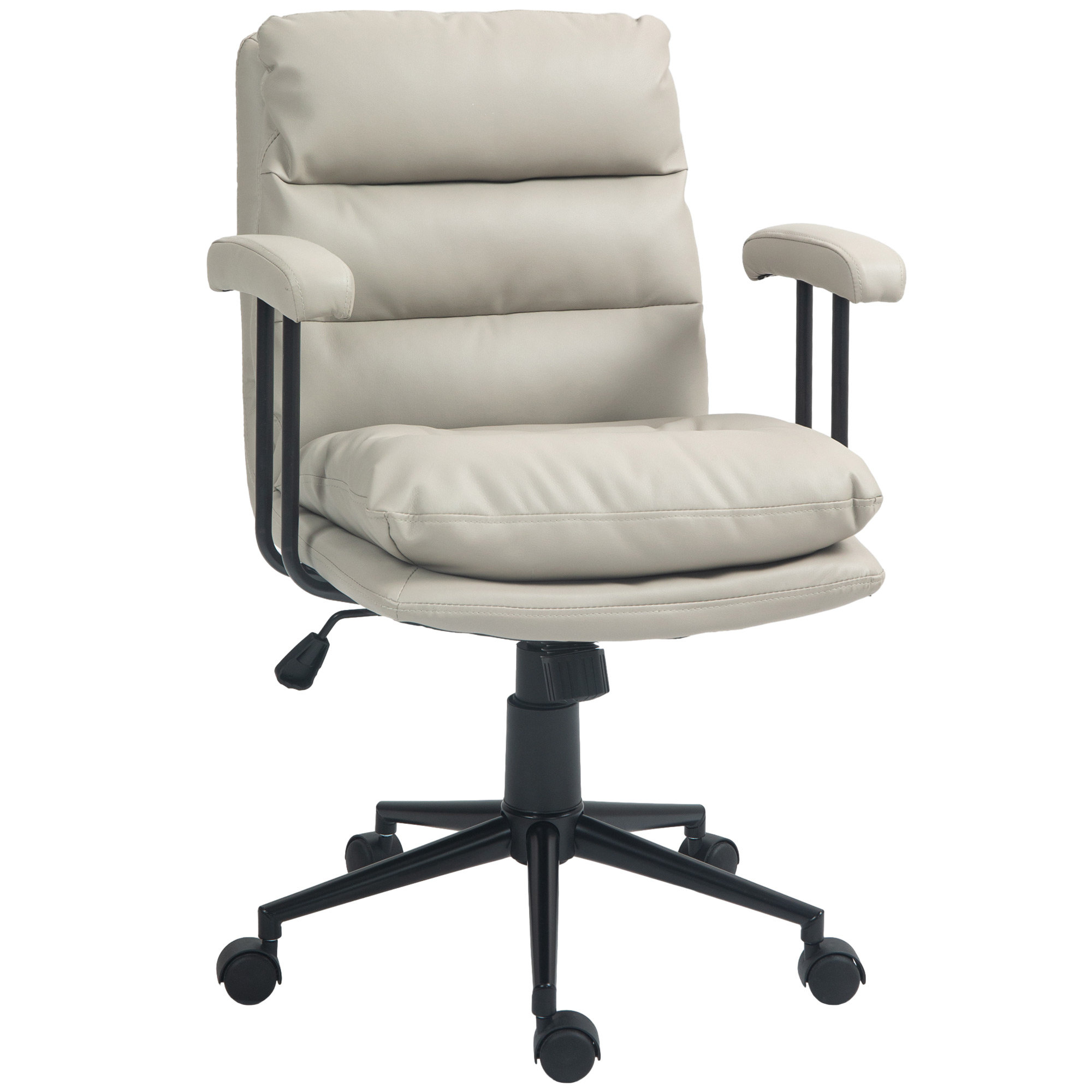 HomCom PU Leather Office Chair, Office Desk Chair, Task Computer Chair ...