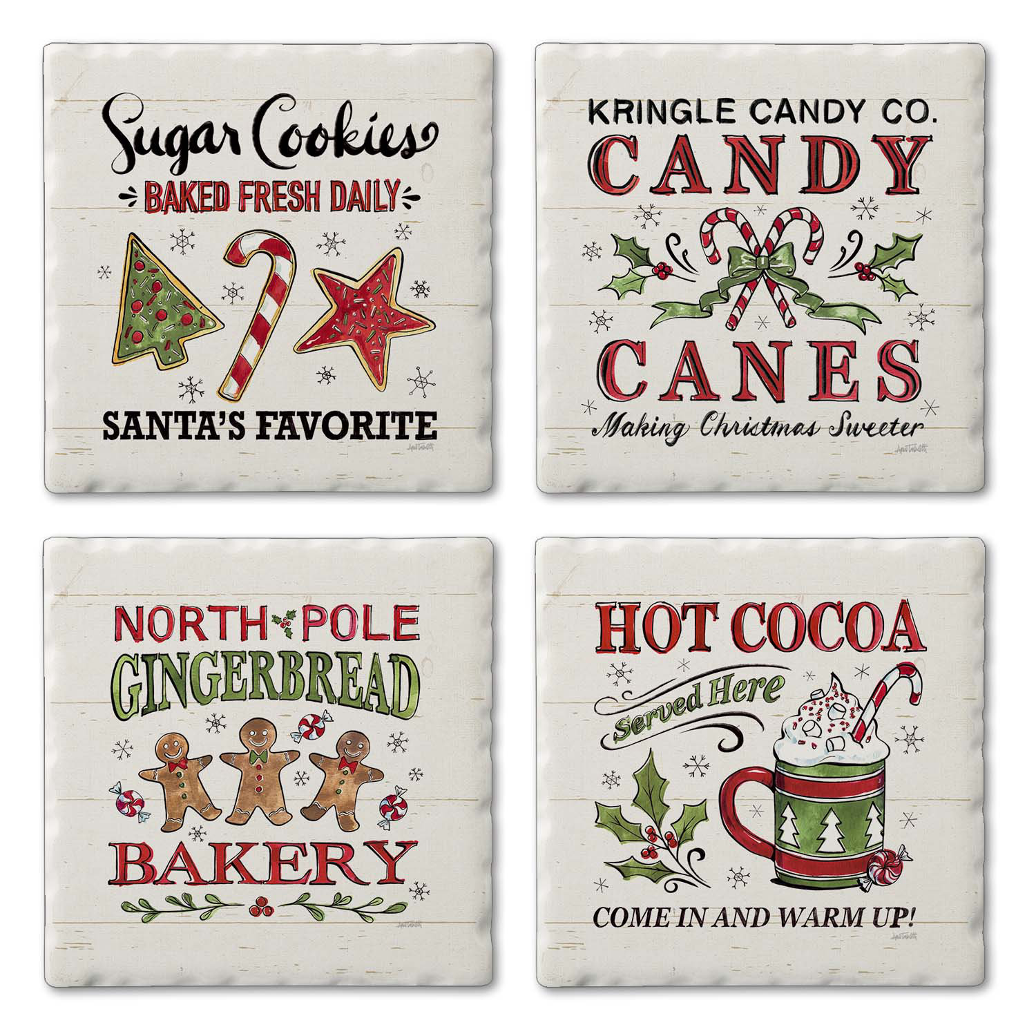 CounterArt Christmas Treats 4-Pack Tumbled Tile Stone Coasters | Wayfair