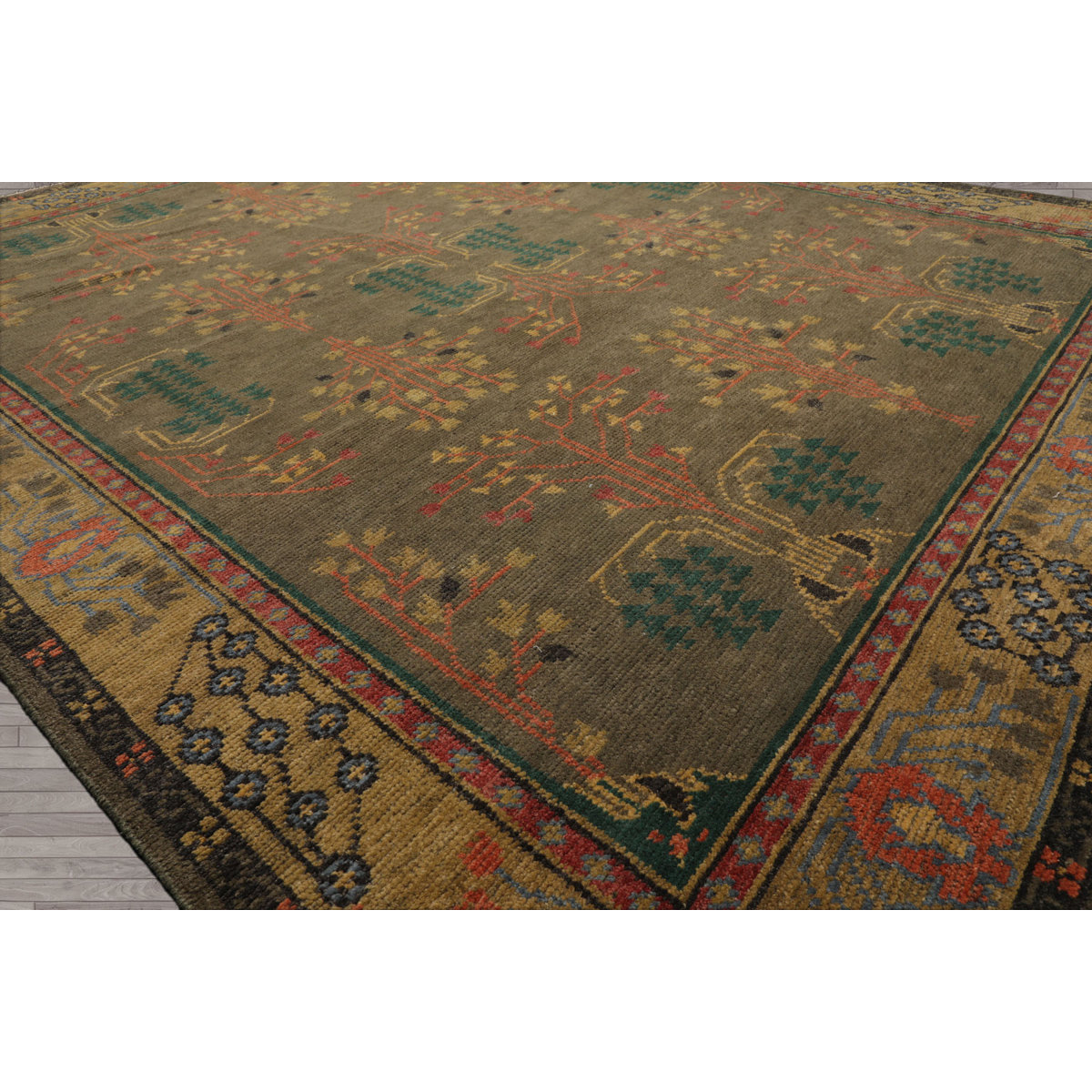 Oriental Rug of Houston Multi Size Green Hand Knotted Arts & Crafts ...