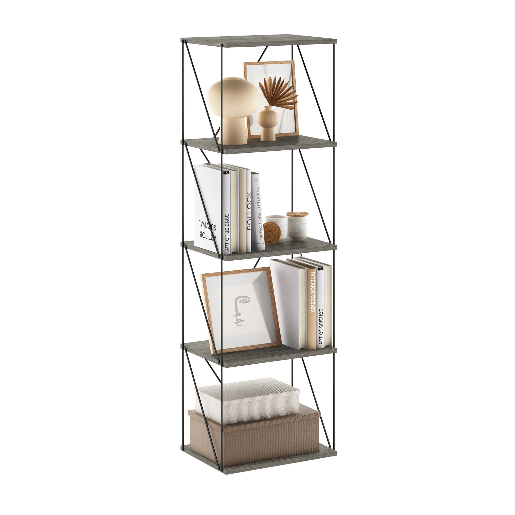 17 Stories Linnett 5-Tier Industrial Multipurpose Flat Base Shelf ...